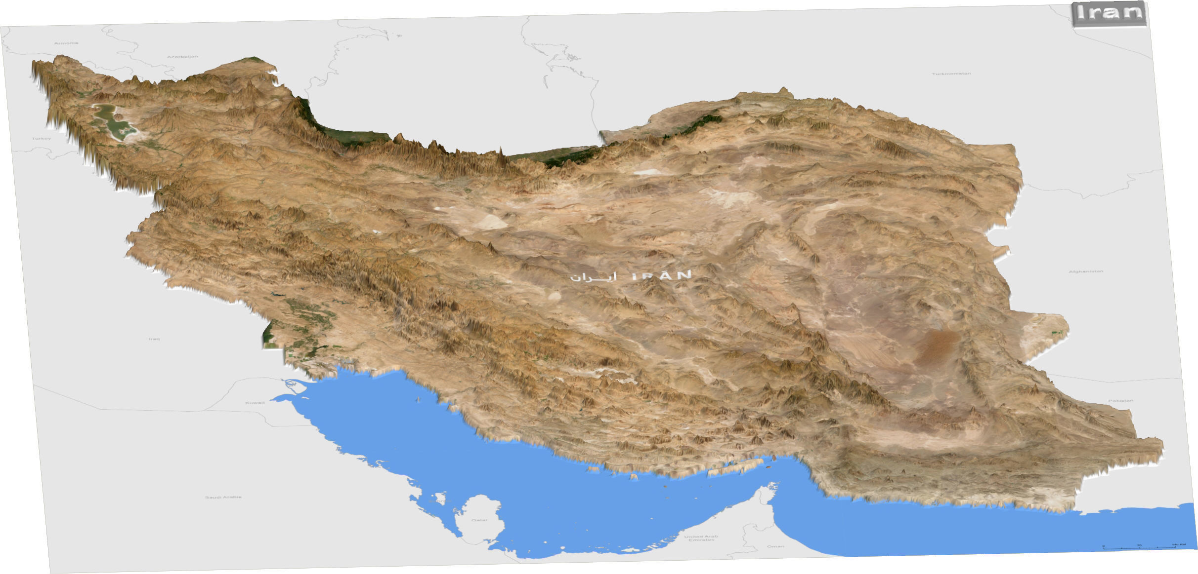 Iran Terrain Topography Elevation DEM Geography Landscape 3D model ...