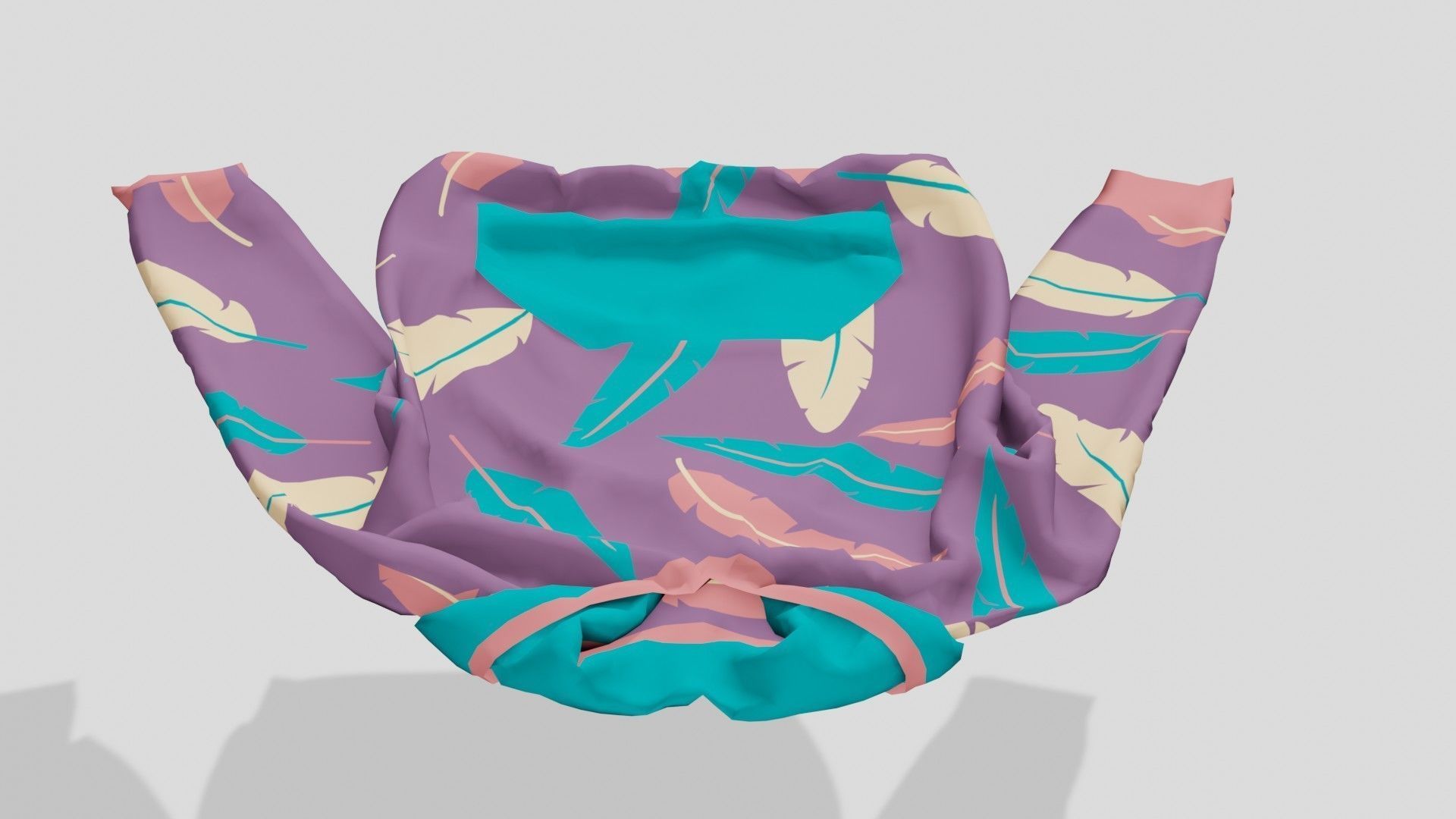 3D model Women hoodie with a pattern of feathers VR / AR / low-poly ...