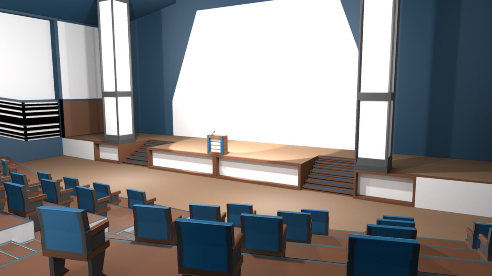 3D model Lowpoly Classroom Auditorium with Stage VR / AR / low-poly ...