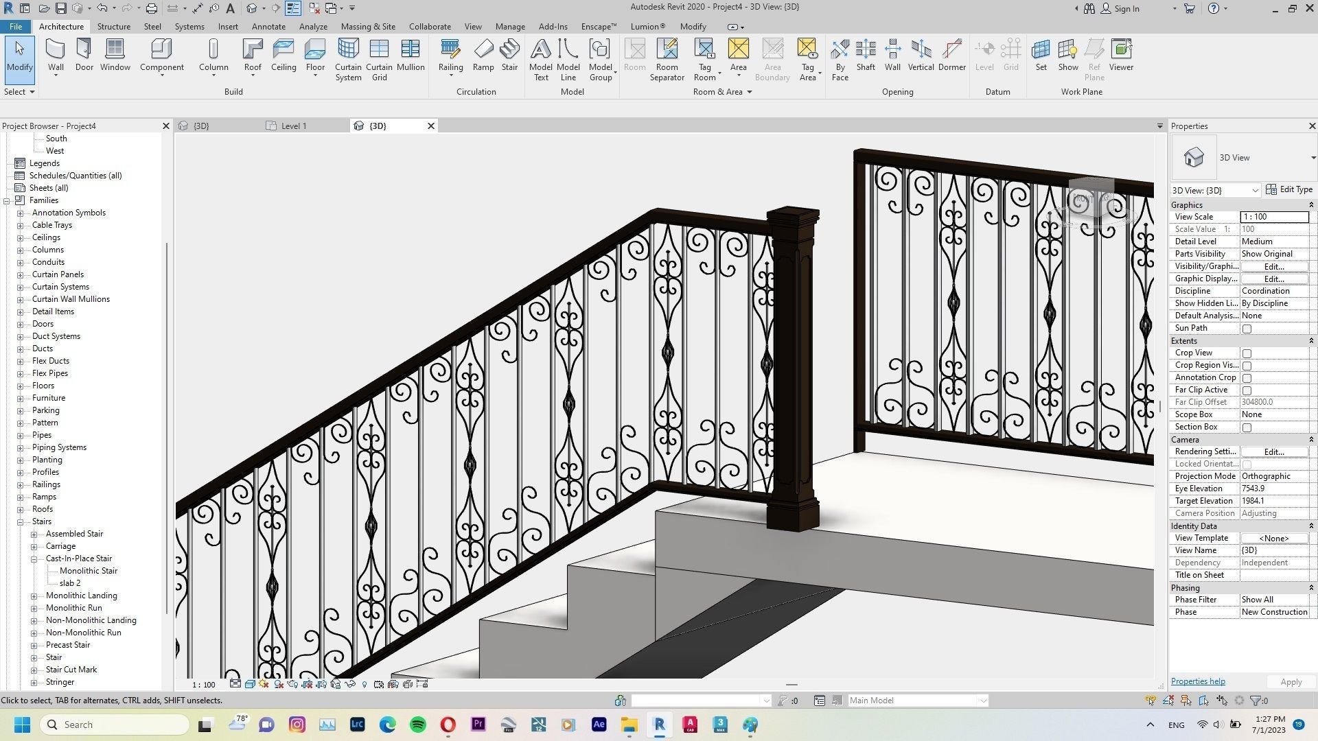 Classic Railing Revit Family type 004 3D model | CGTrader