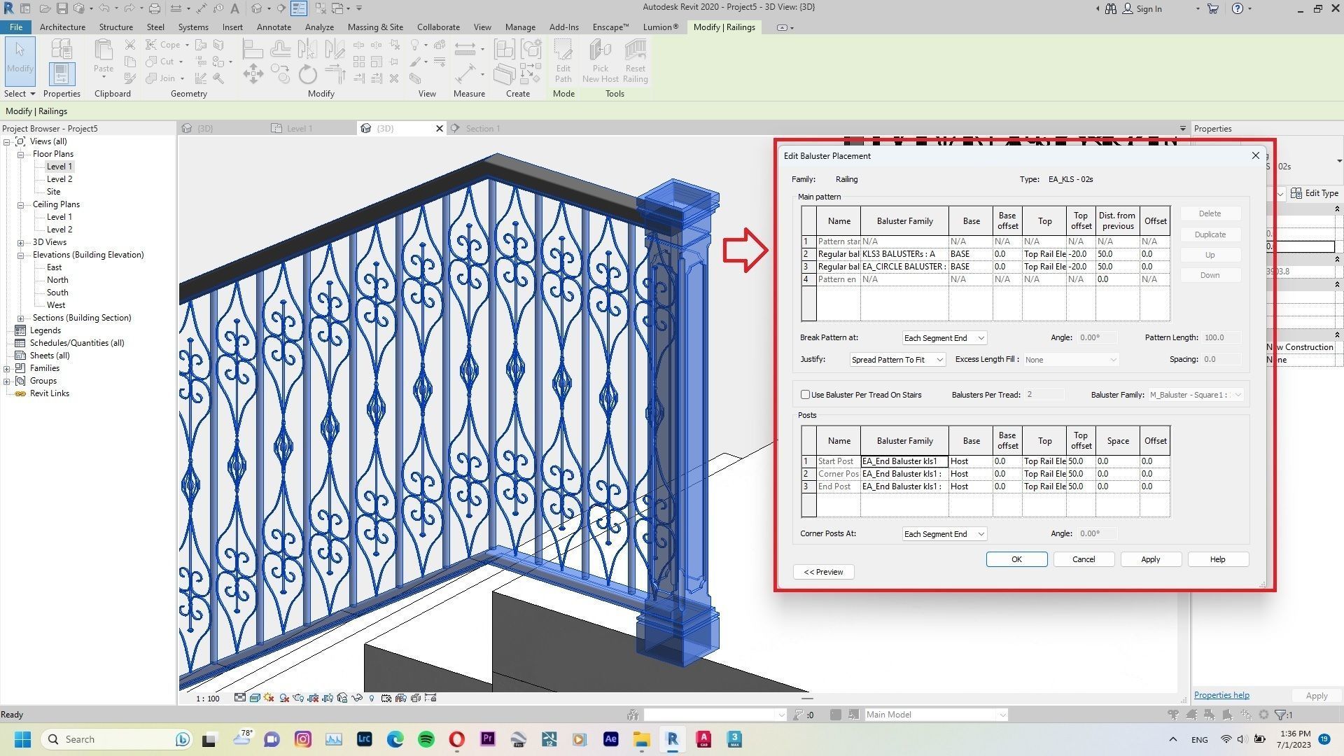 Classic Railing Revit Family type 005 3D model | CGTrader