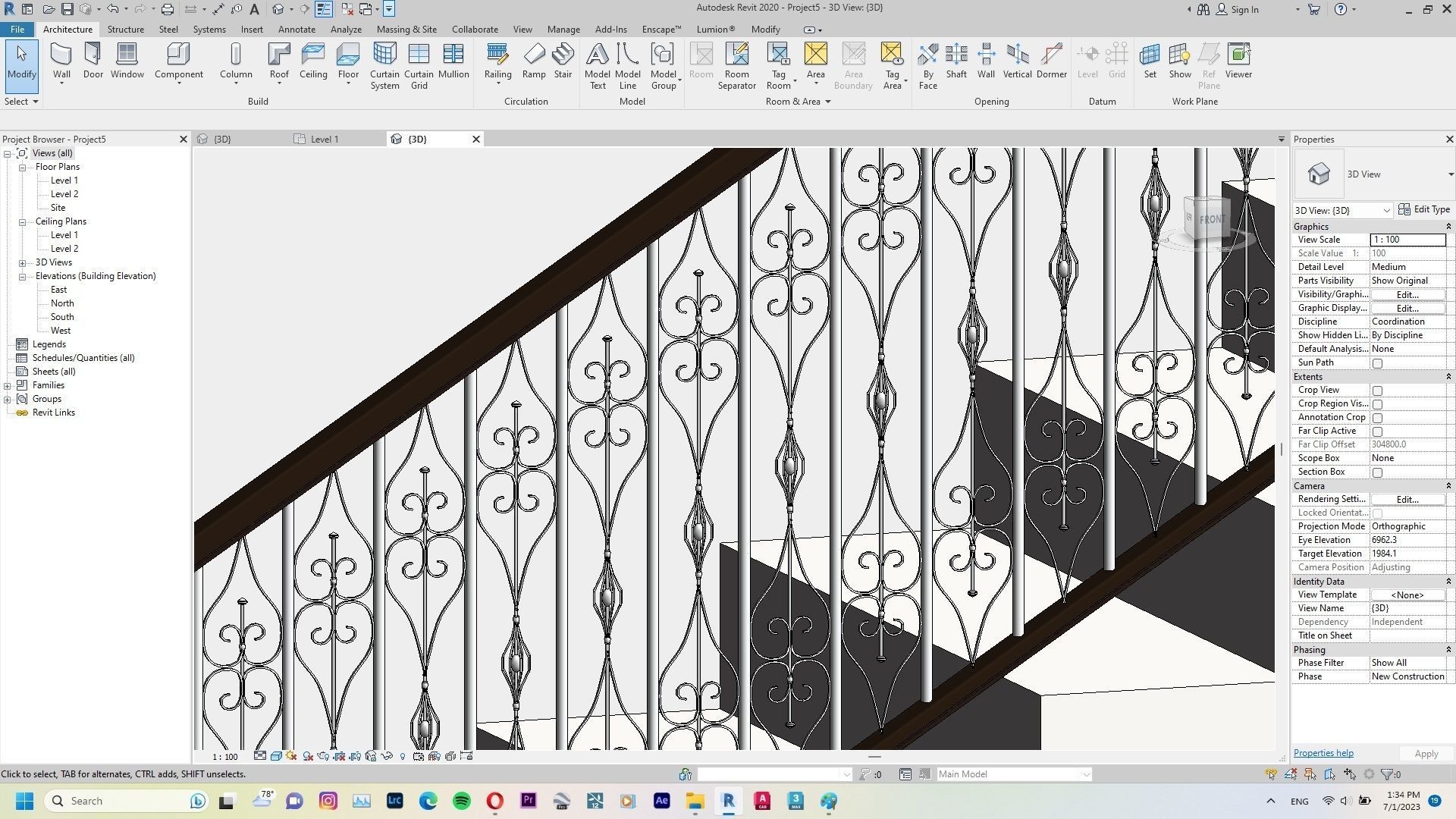 Classic Railing Revit Family type 005 3D model | CGTrader
