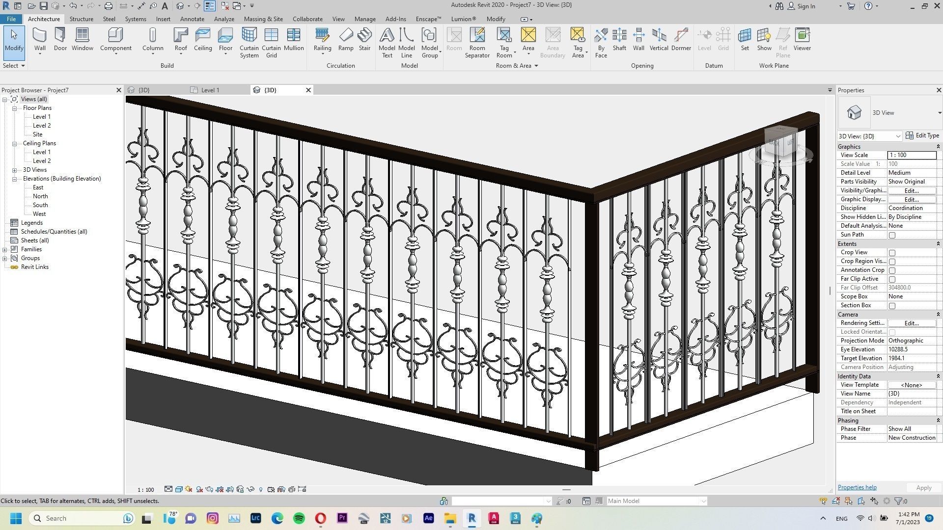 Classic Railing Revit Family type 006 3D model | CGTrader