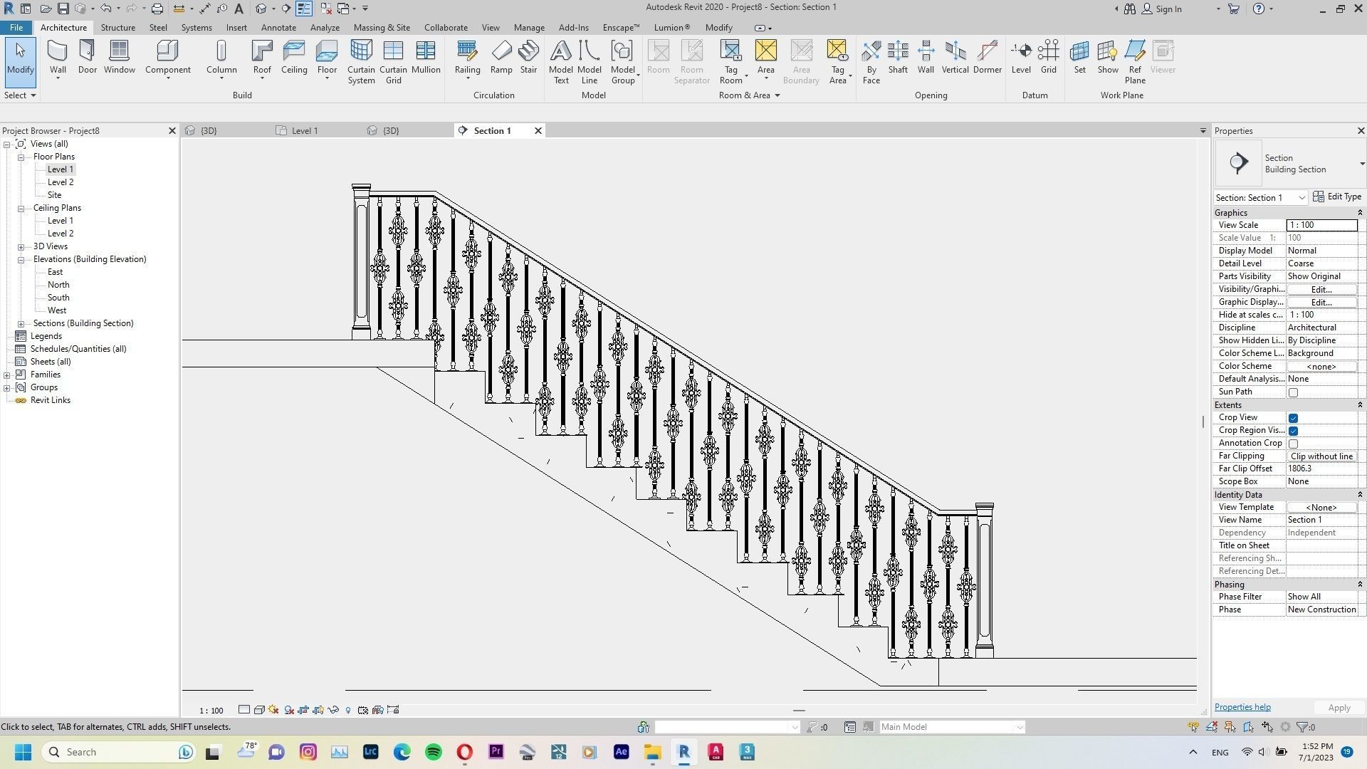 Classic Railing Revit Family type 007 3D model | CGTrader
