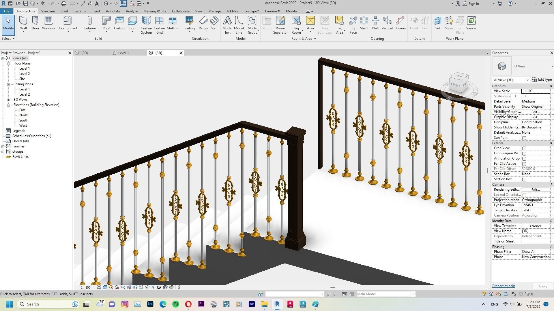 Classic Railing Revit Family type 008 3D model | CGTrader