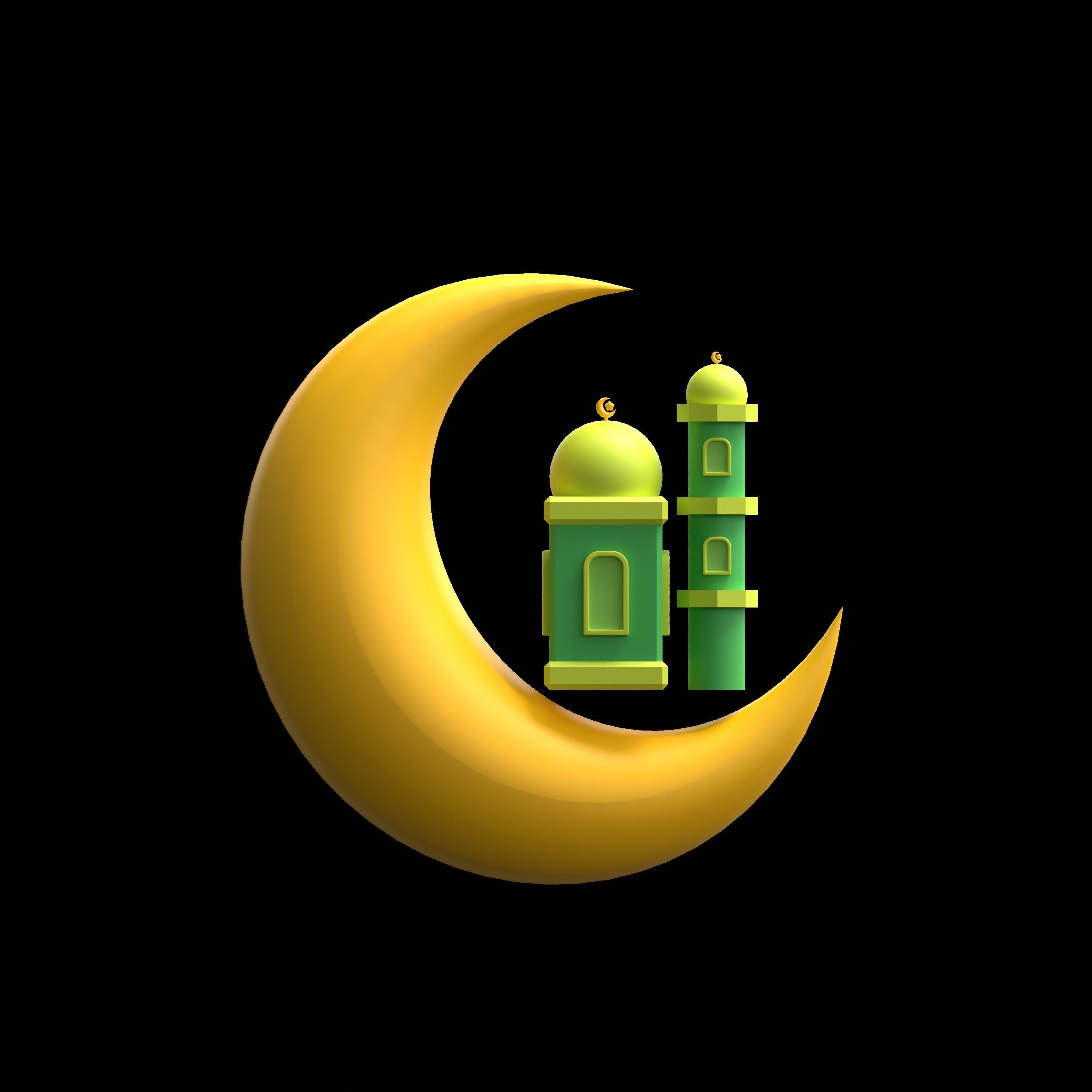 Crescent Moon and mosque doom 3D model | CGTrader