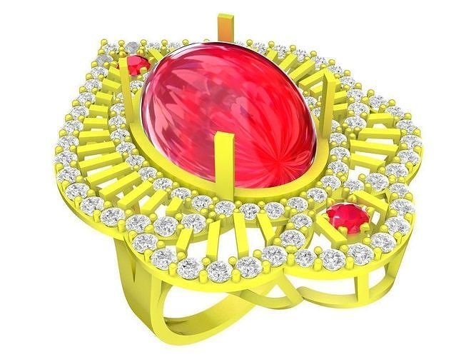 5620 diamond women ring oval ruby ring 3D model 3D printable | CGTrader