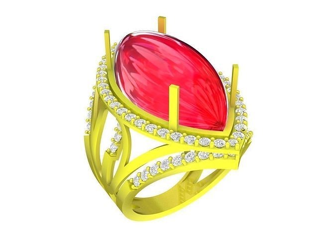 5623 diamond women ring oval ruby ring 3D model 3D printable | CGTrader