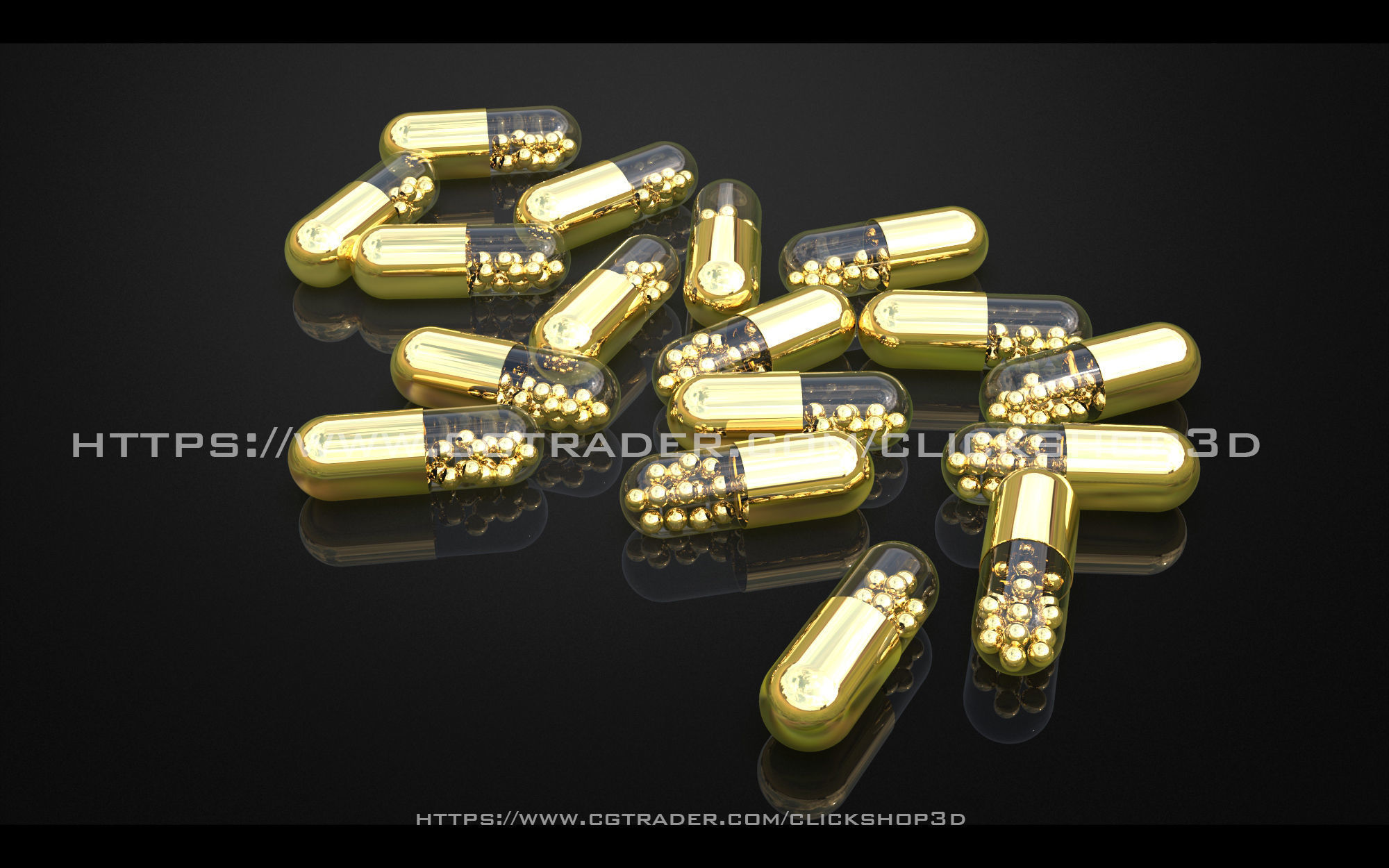 Golden capsules 3D model | CGTrader