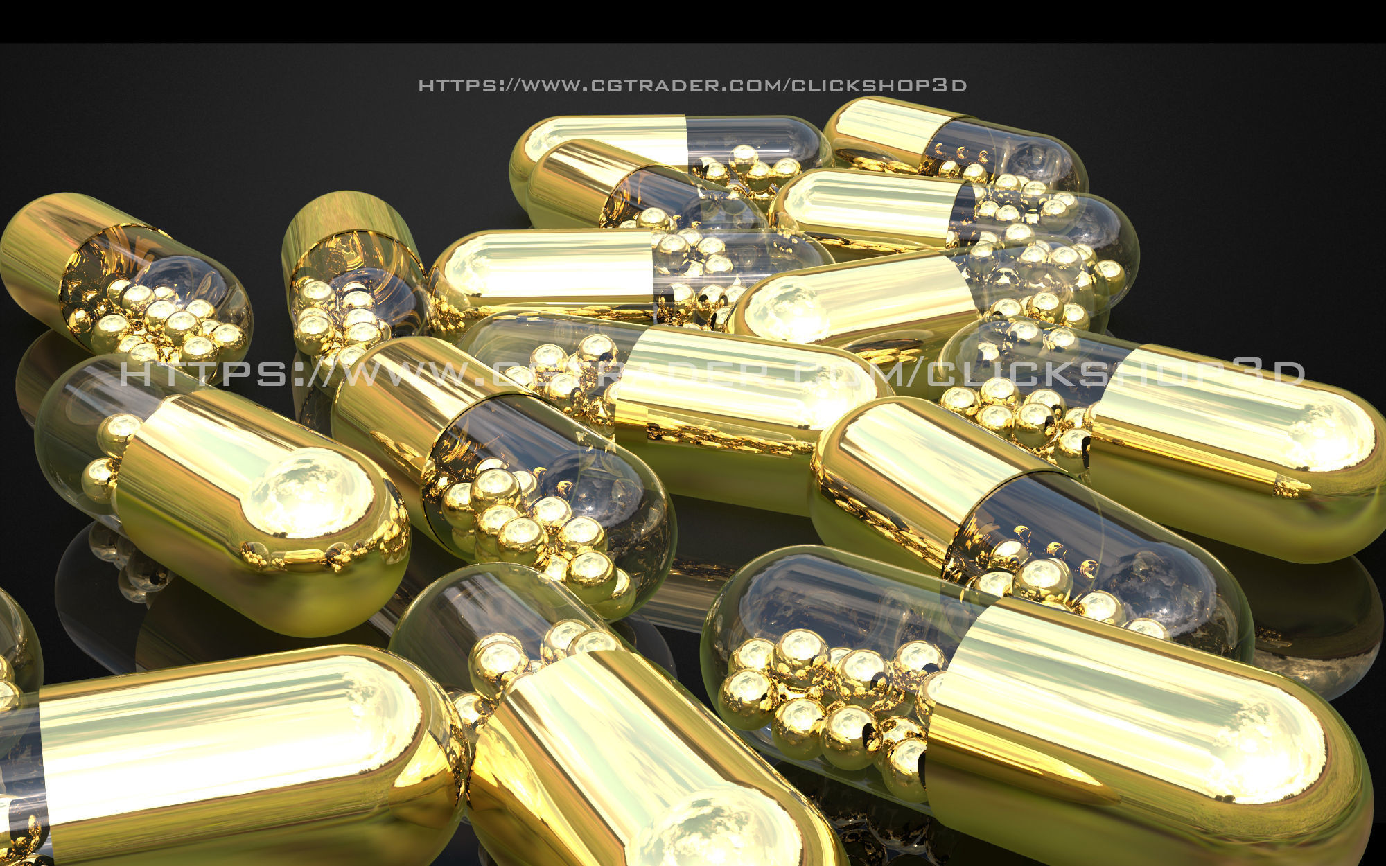 Golden capsules 3D model | CGTrader