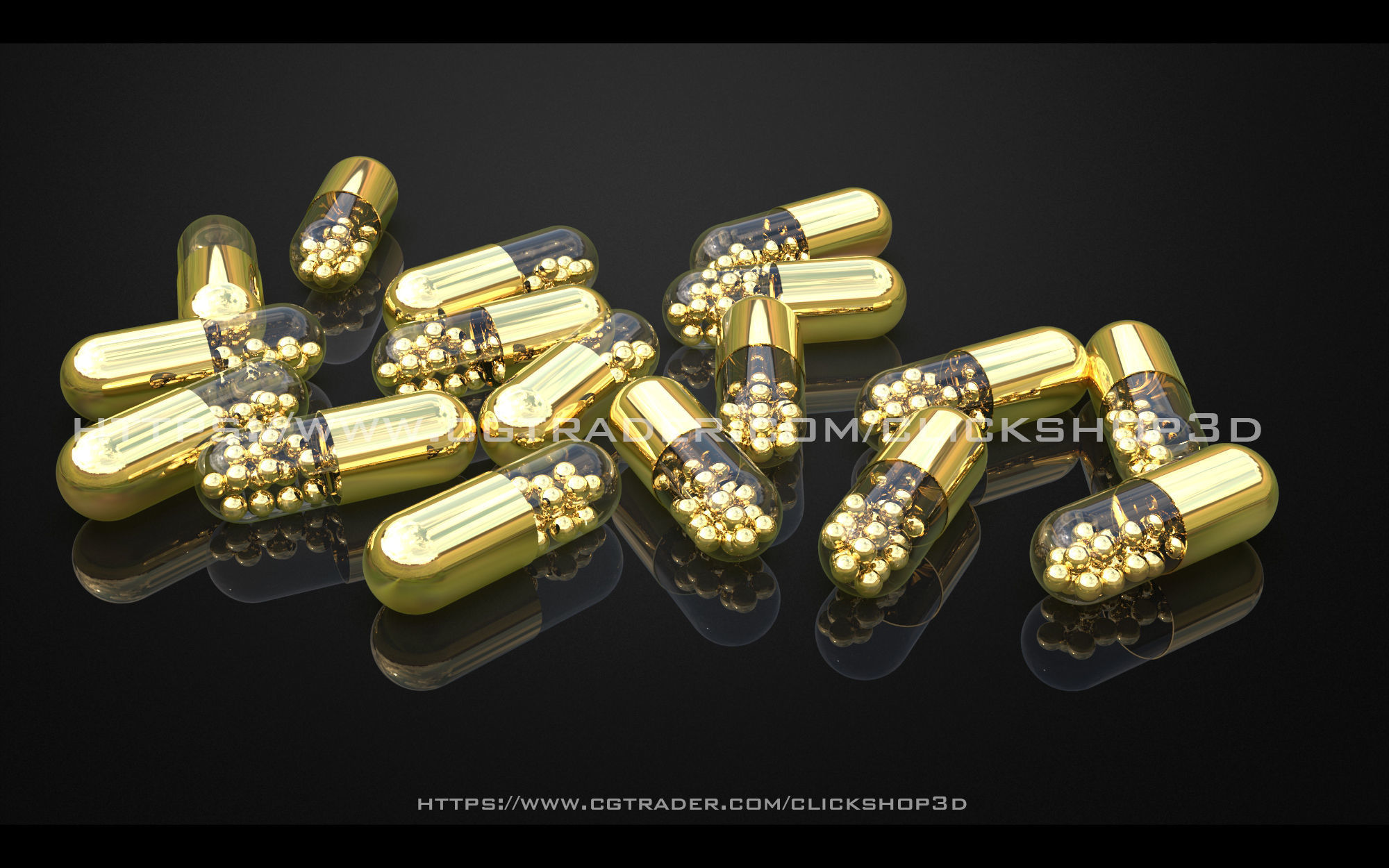 Golden capsules 3D model | CGTrader