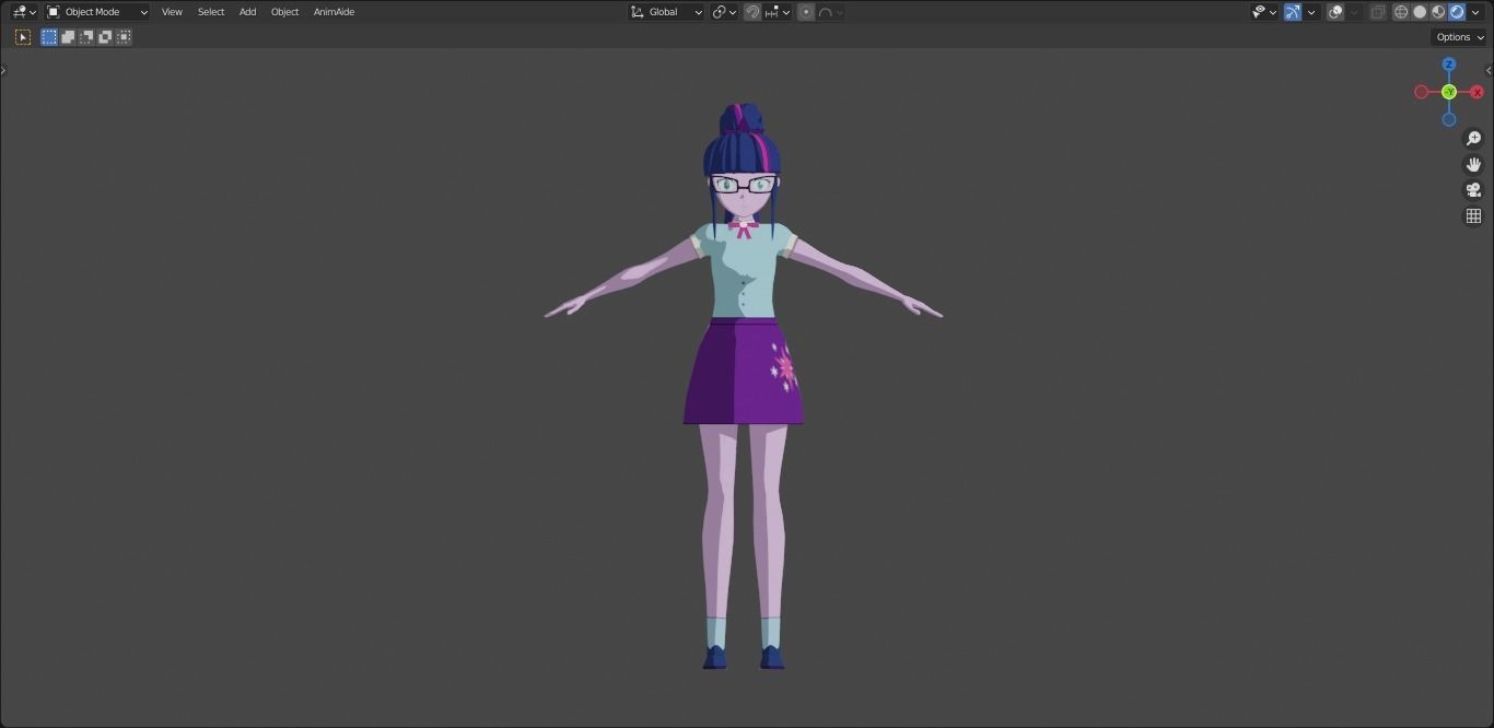 Twilight Sparkle EqG Cel-Shaded free 3D model rigged | CGTrader