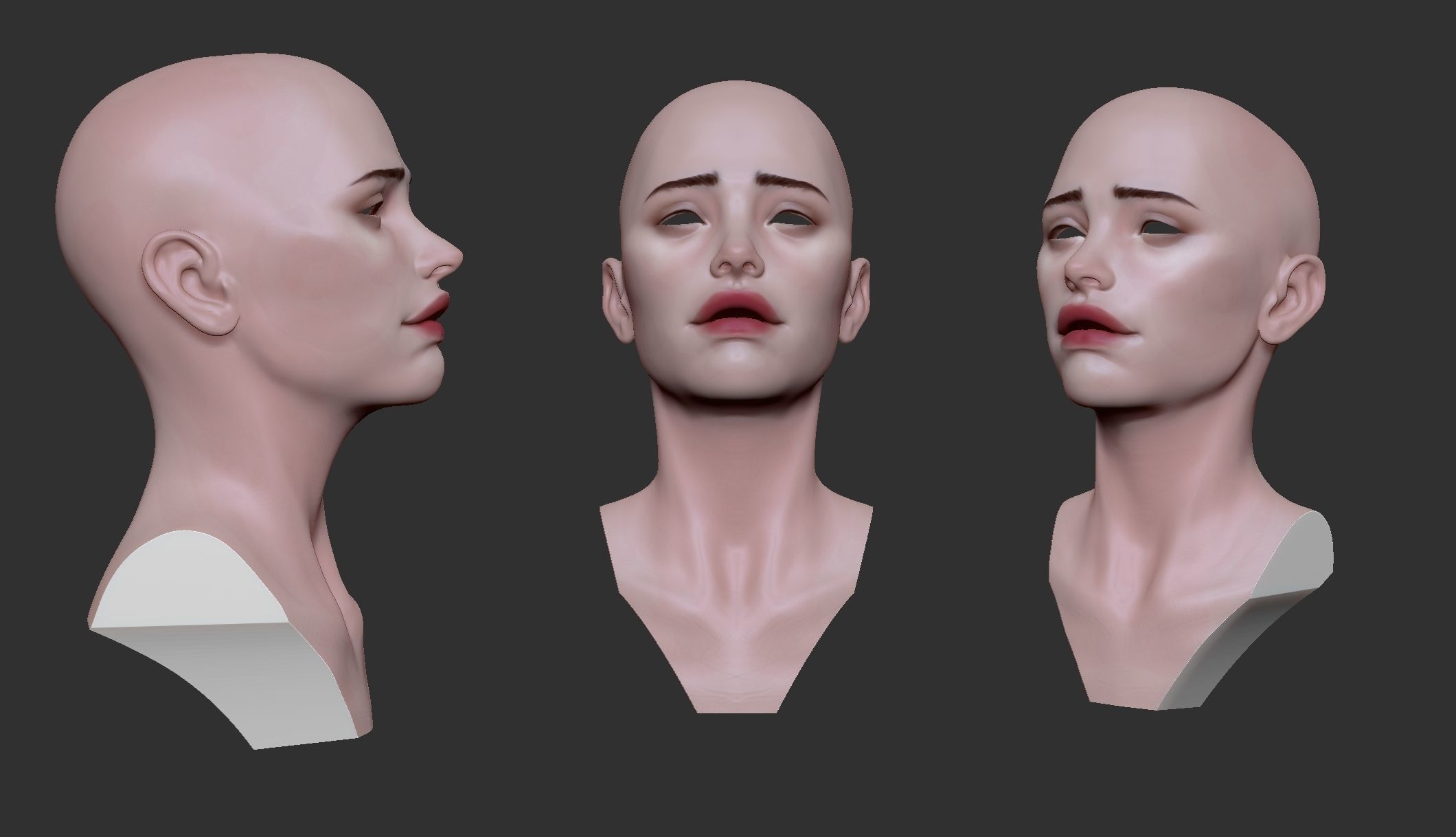 Female Head Base Mesh free VR / AR / low-poly 3D model | CGTrader