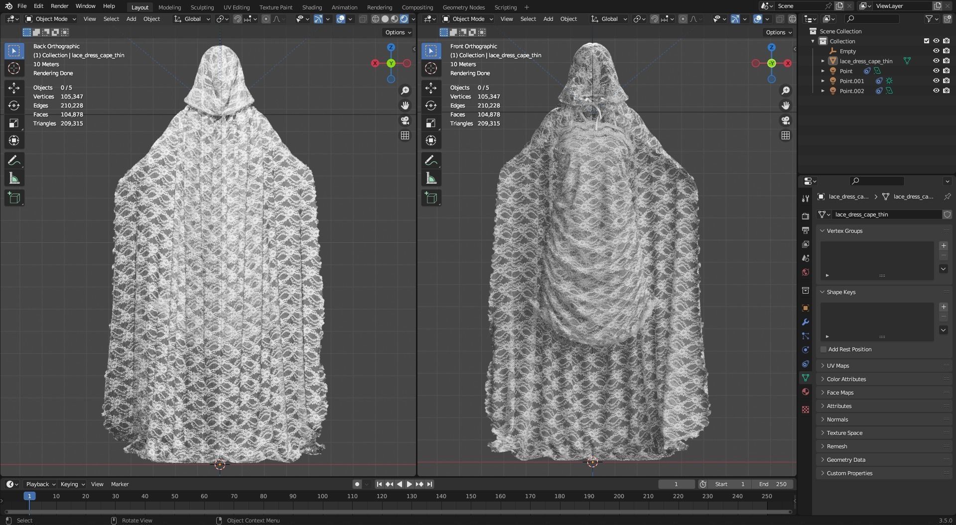 Hooded Cape and Lace Dress Fitted to Gen8 Body Mesh 3D model | CGTrader