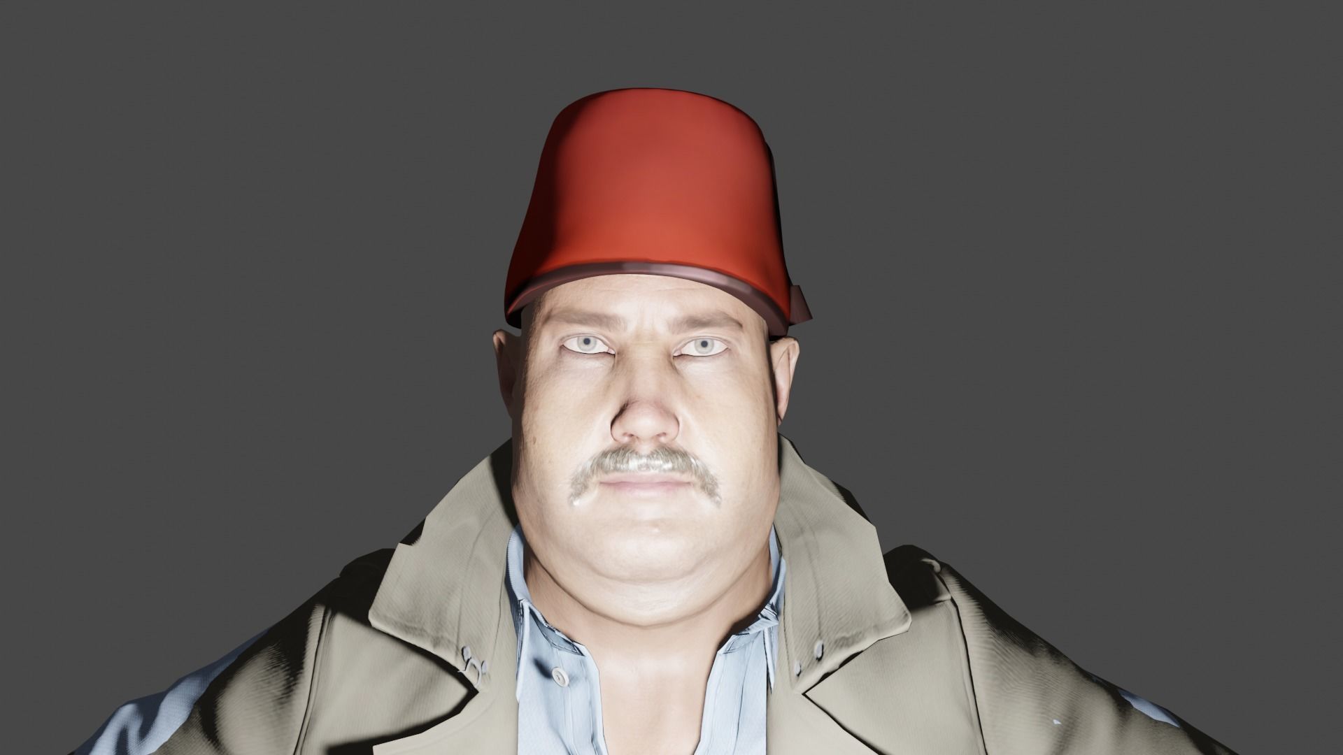 3D model Murat - Fat Turkish Character Model with Fez Hat and Moustache VR / AR / low-poly ...