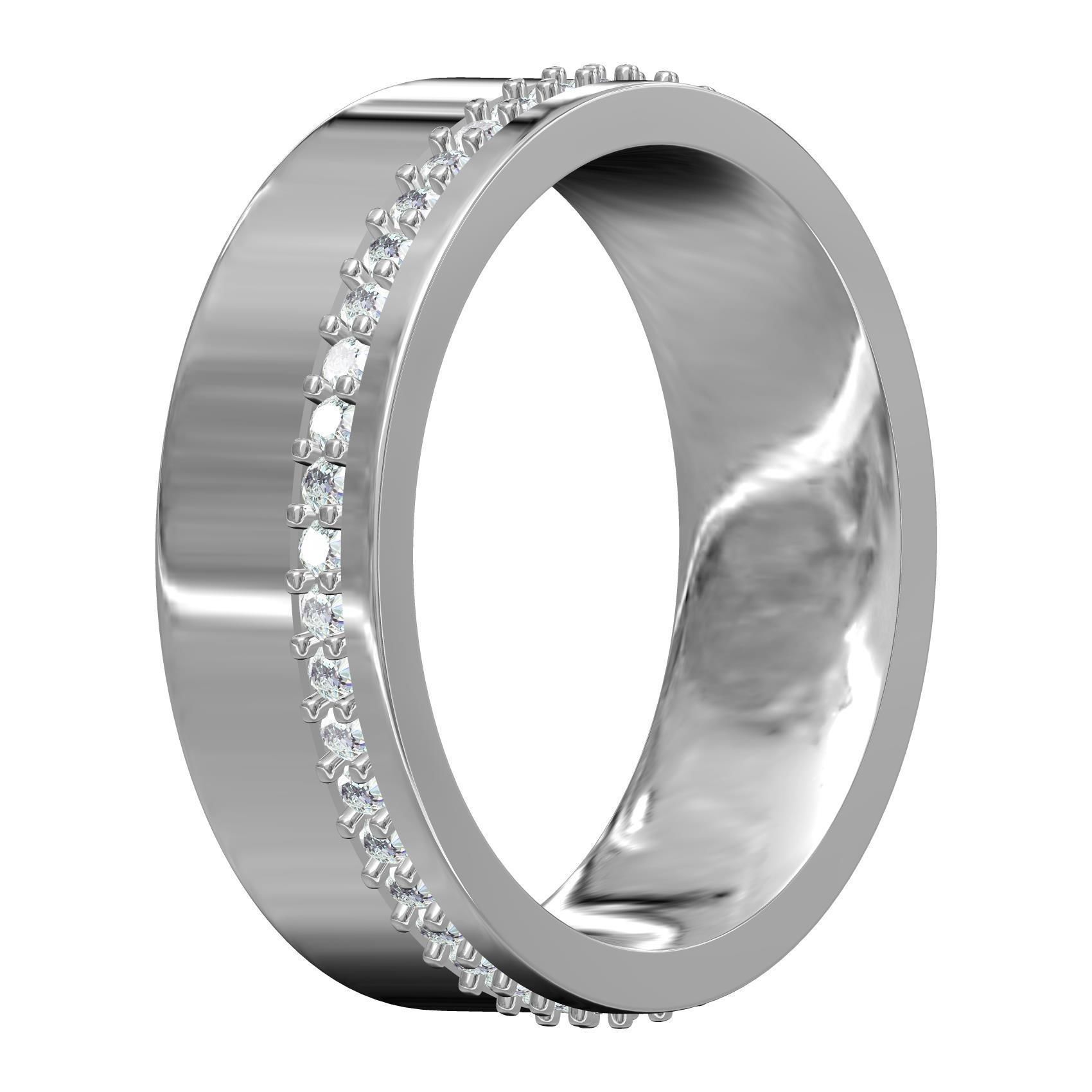 Simple Single Row Diamond Wedding Band for Men 3D model 3D printable ...