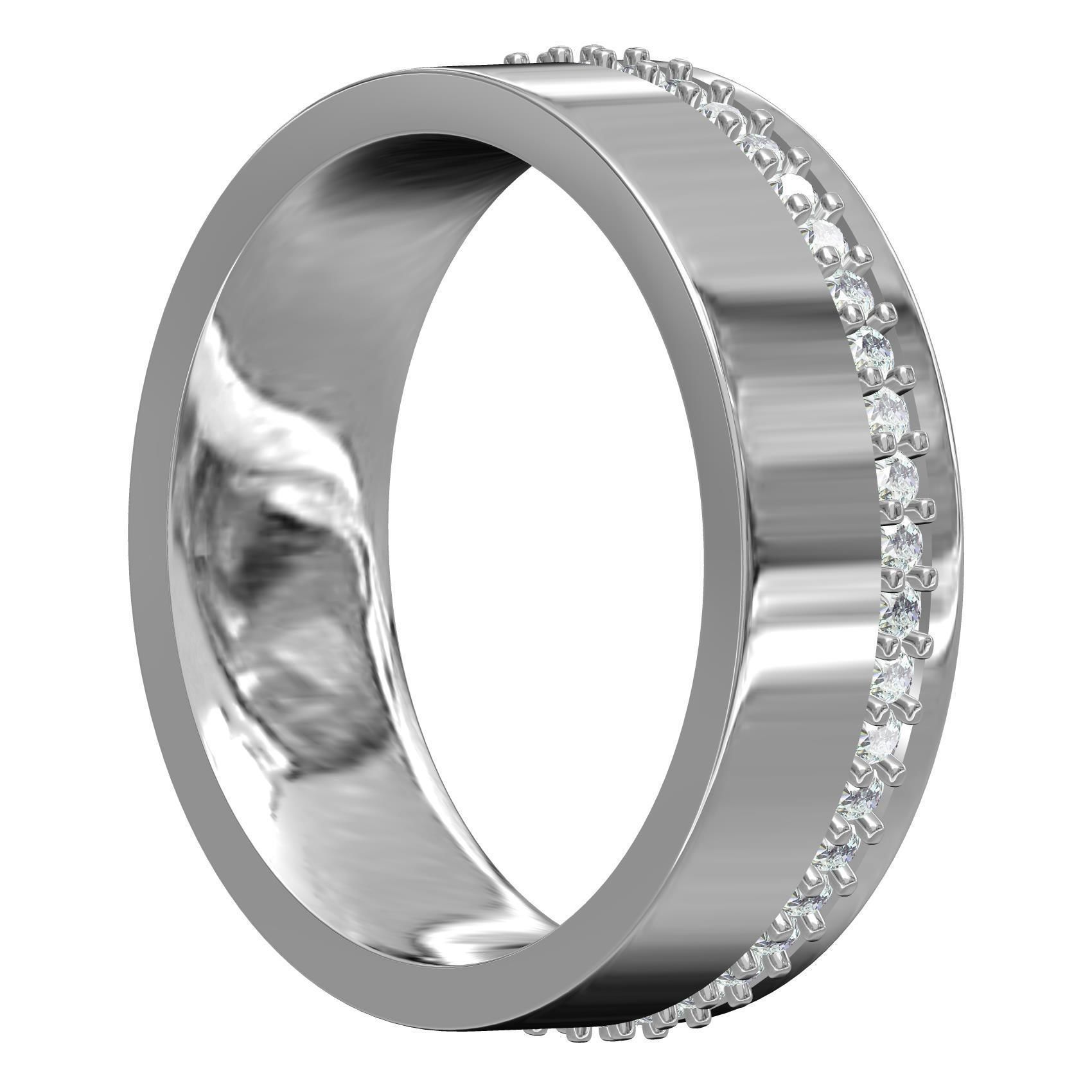 Simple Single Row Diamond Wedding Band for Men 3D model 3D printable ...