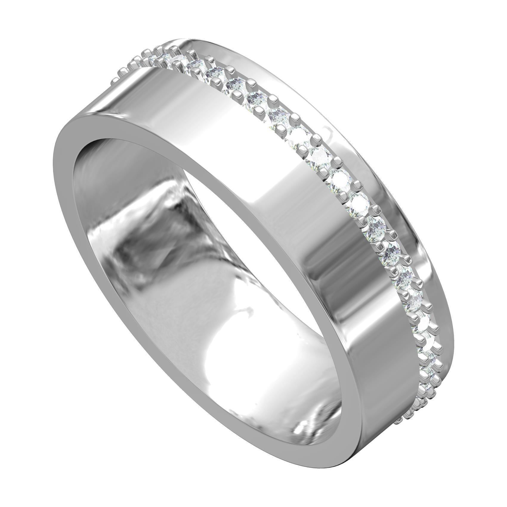 Simple Single Row Diamond Wedding Band for Men 3D model 3D printable ...