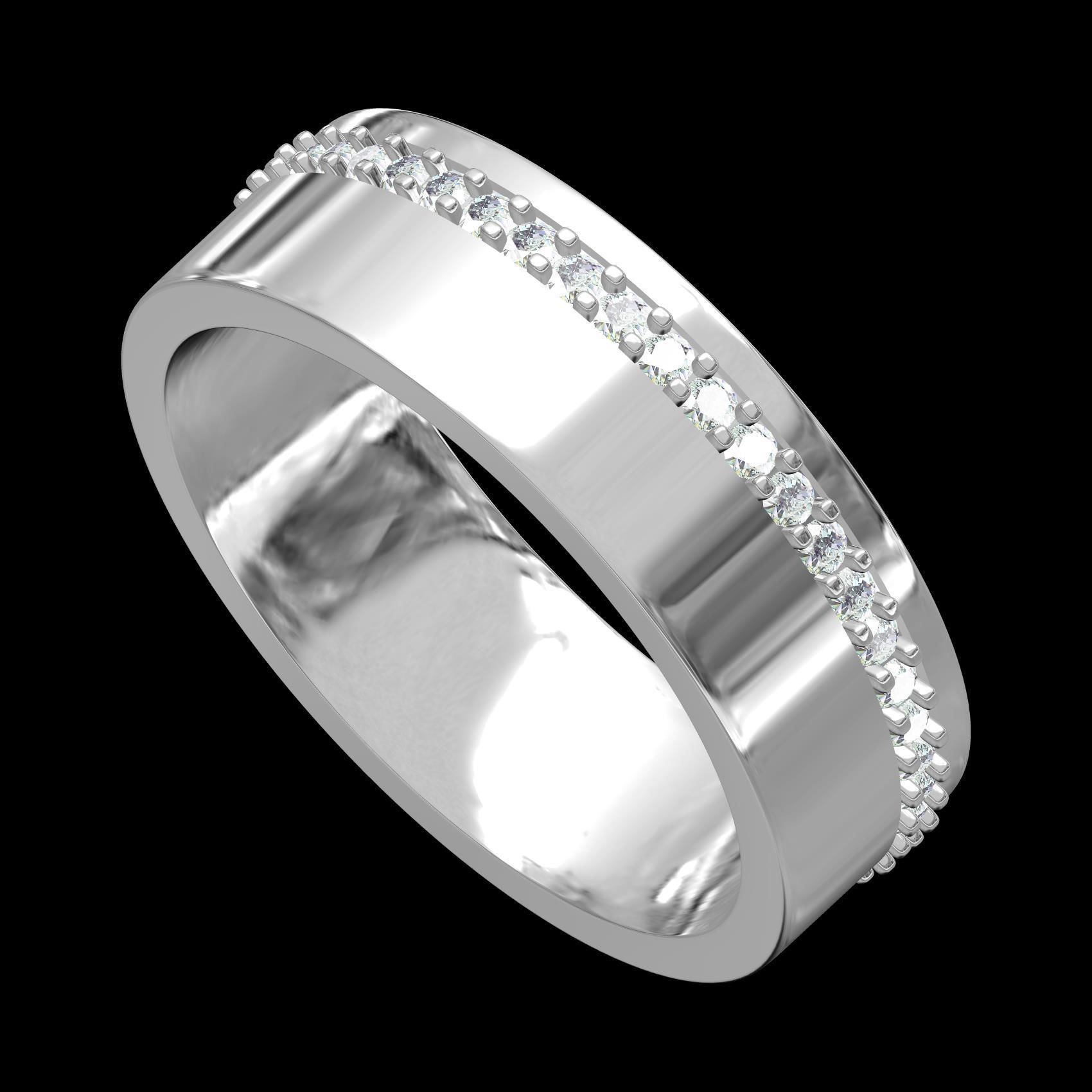Simple Single Row Diamond Wedding Band for Men 3D model 3D printable ...