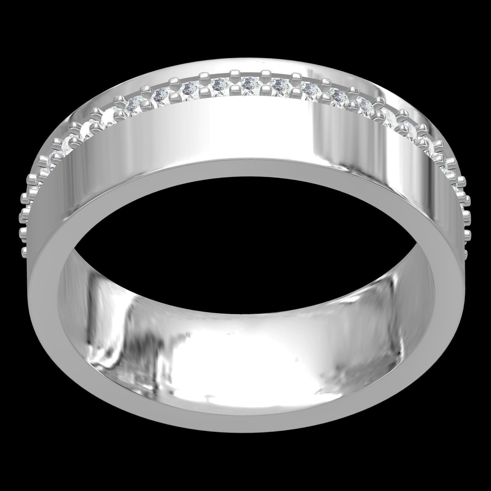 Simple Single Row Diamond Wedding Band for Men 3D model 3D printable ...
