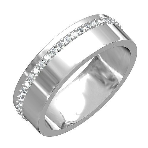 Simple Single Row Diamond Wedding Band for Men 3D model 3D printable ...