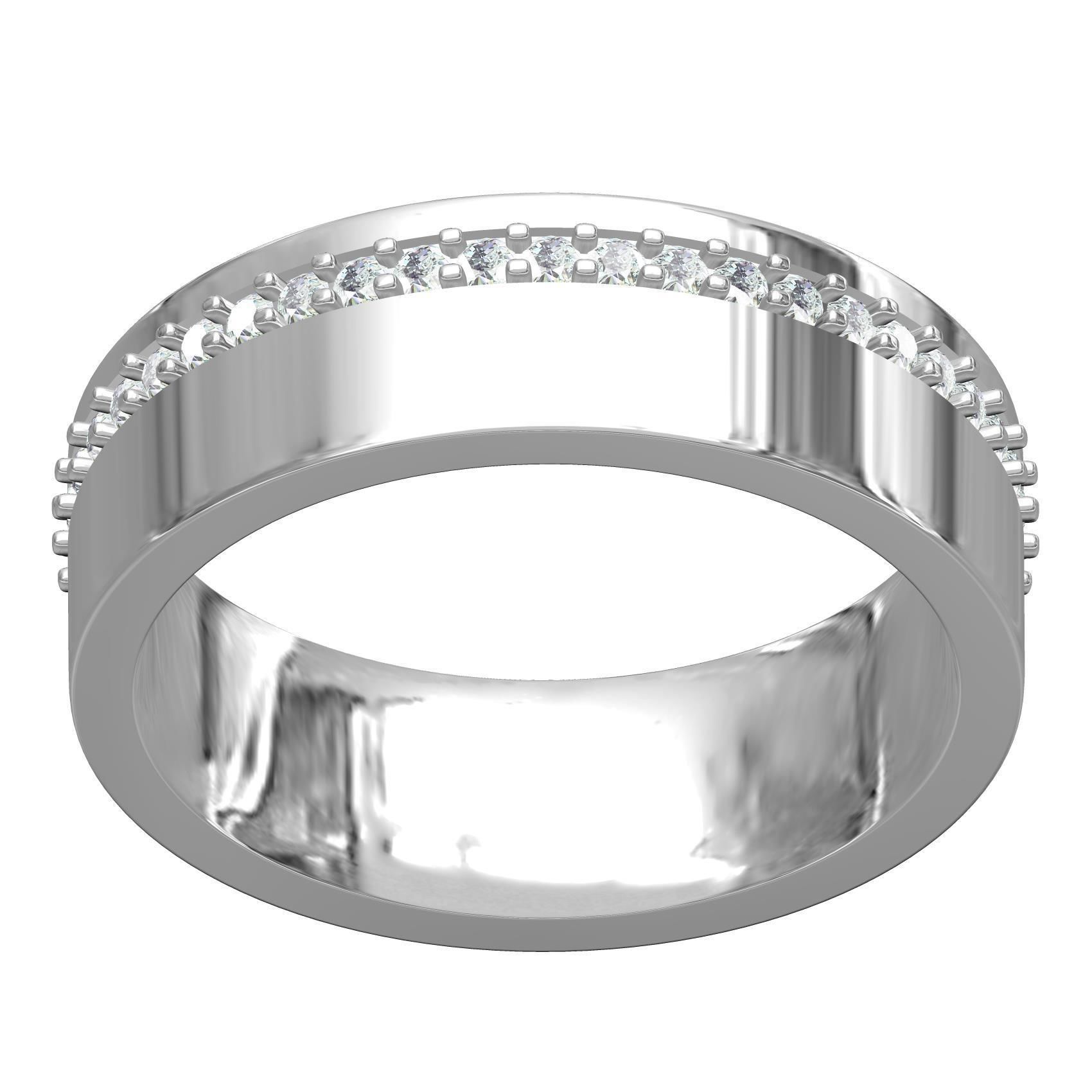 Simple Single Row Diamond Wedding Band for Men 3D model 3D printable ...