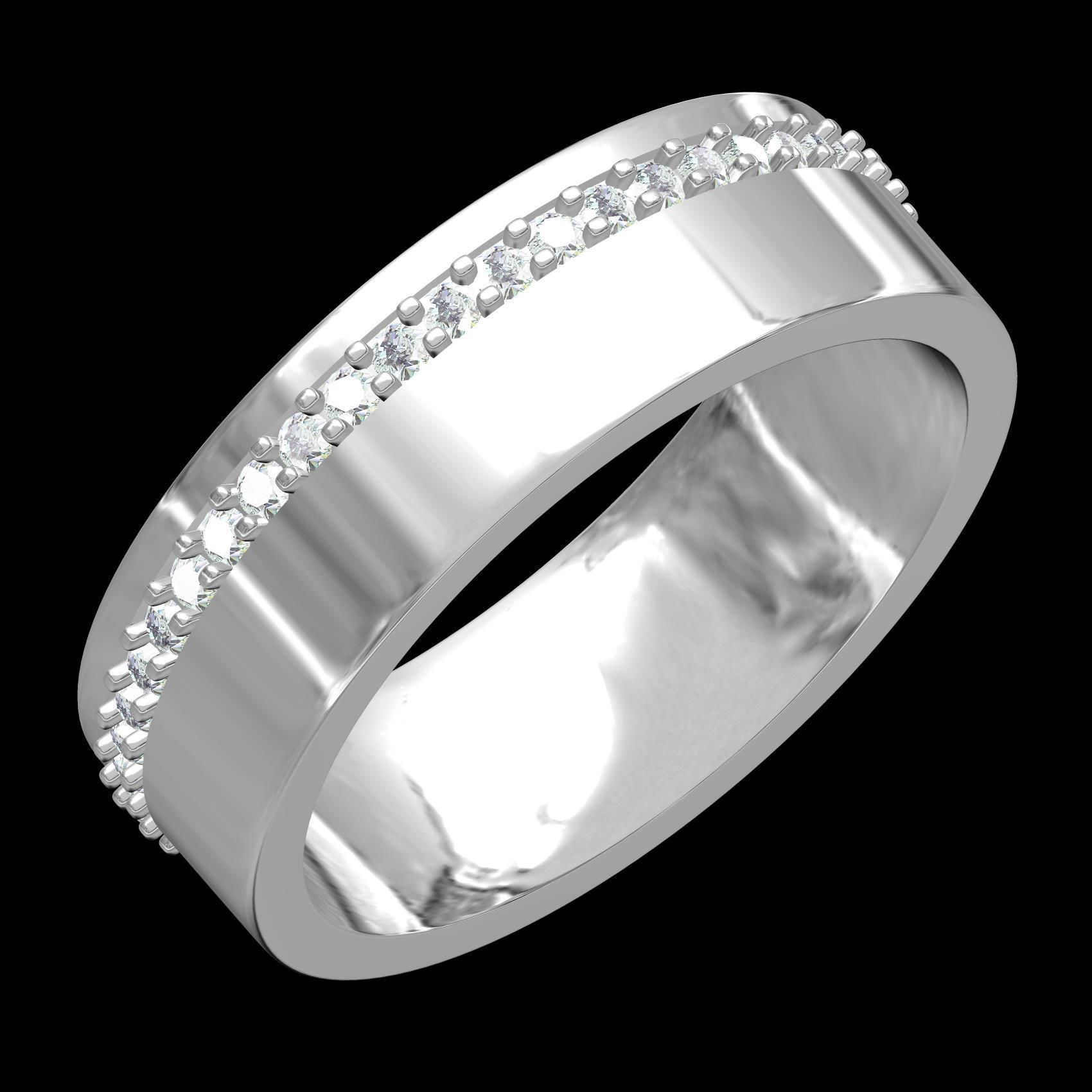 Simple Single Row Diamond Wedding Band for Men 3D model 3D printable ...