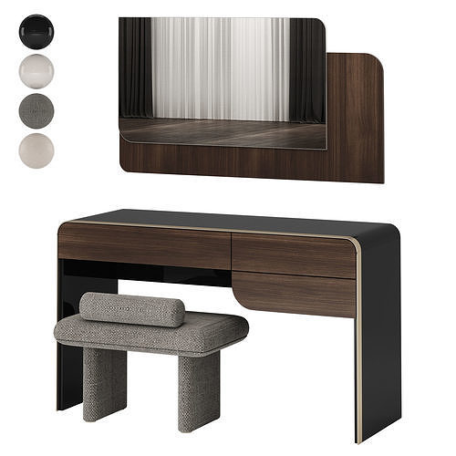 Turri SOUL Dressing Table with Zero Pouf 3D model | CGTrader