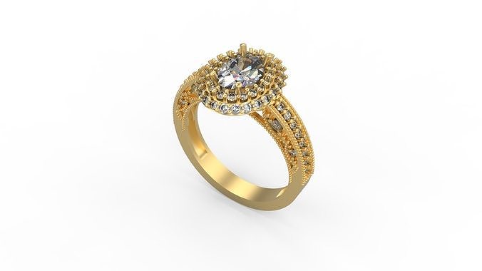 Woman Solitaire Ring 1160 3D model 3D printable | CGTrader
