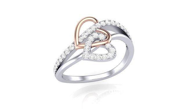 Heart Minimalist Light wt Diamond Women ring 3dm stl obj gltf 3D model ...