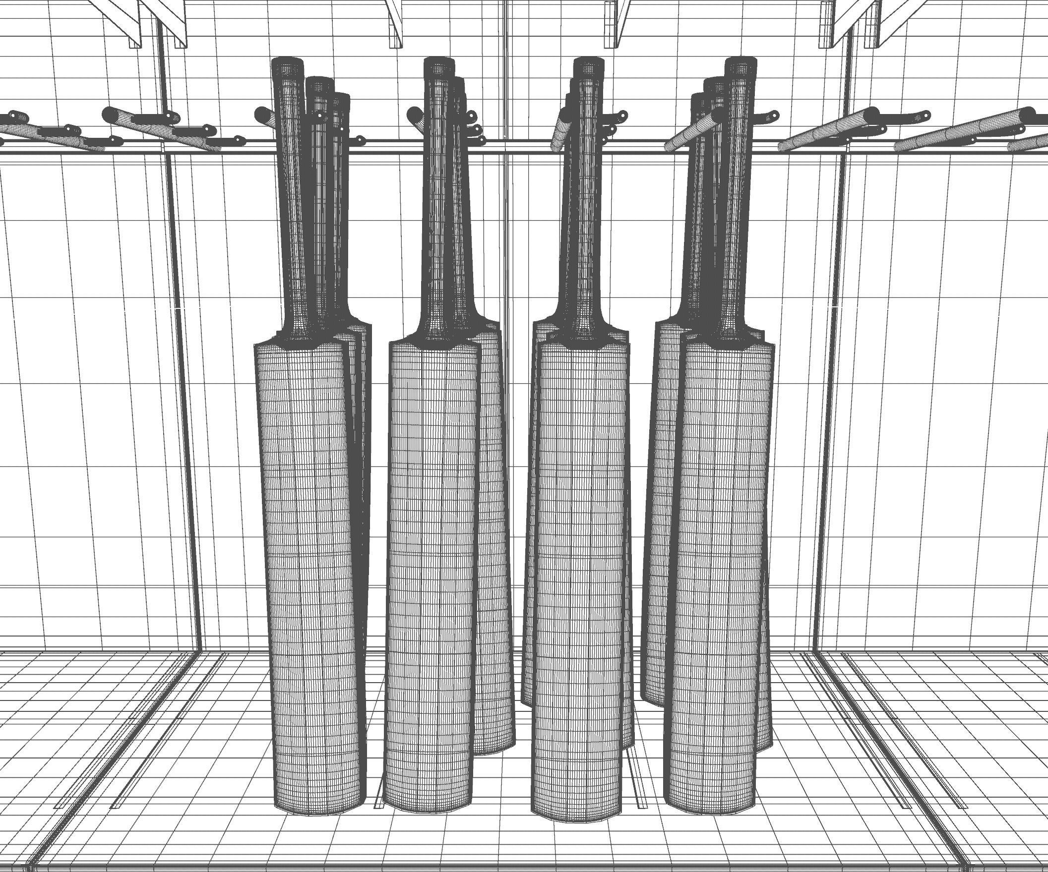 Icc Cricket Bad Branded Bat Display Rack 3D model | CGTrader