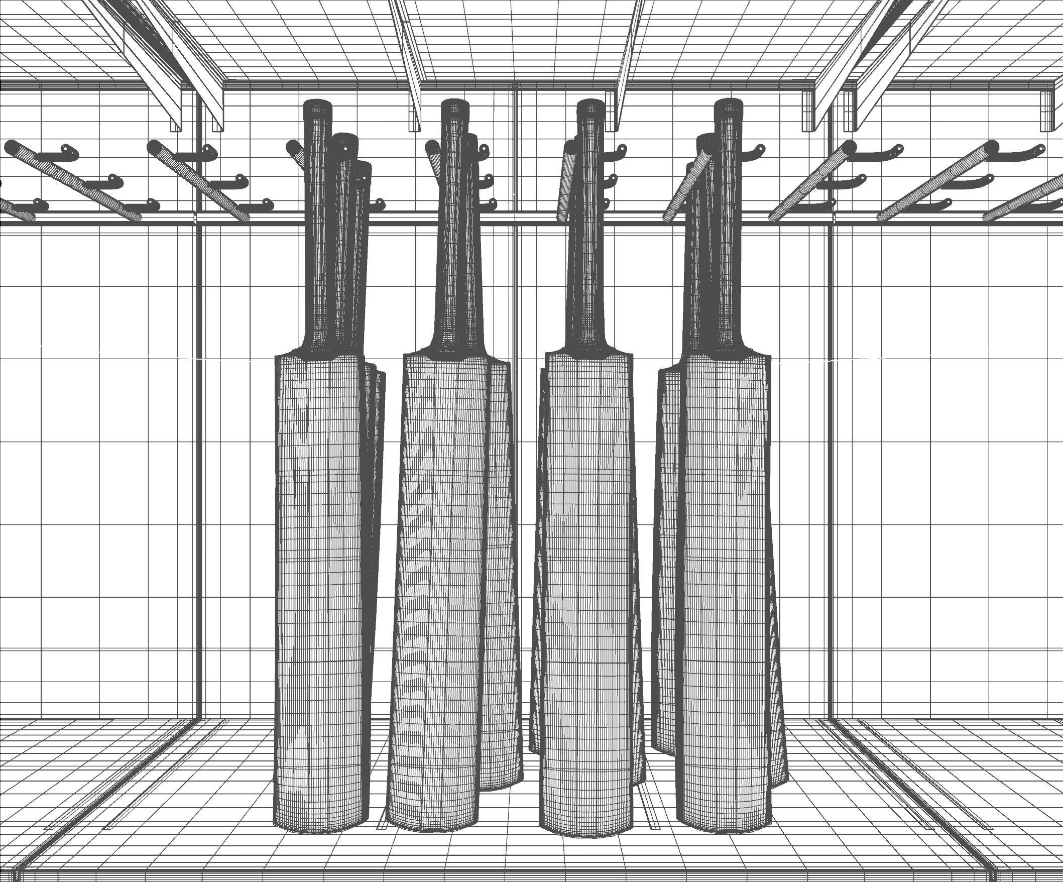 Icc Cricket Bad Branded Bat Display Rack 3D model | CGTrader