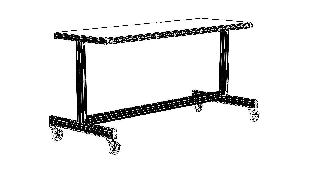 Aluminum Fixed Top Mobile Table 3D model rigged | CGTrader
