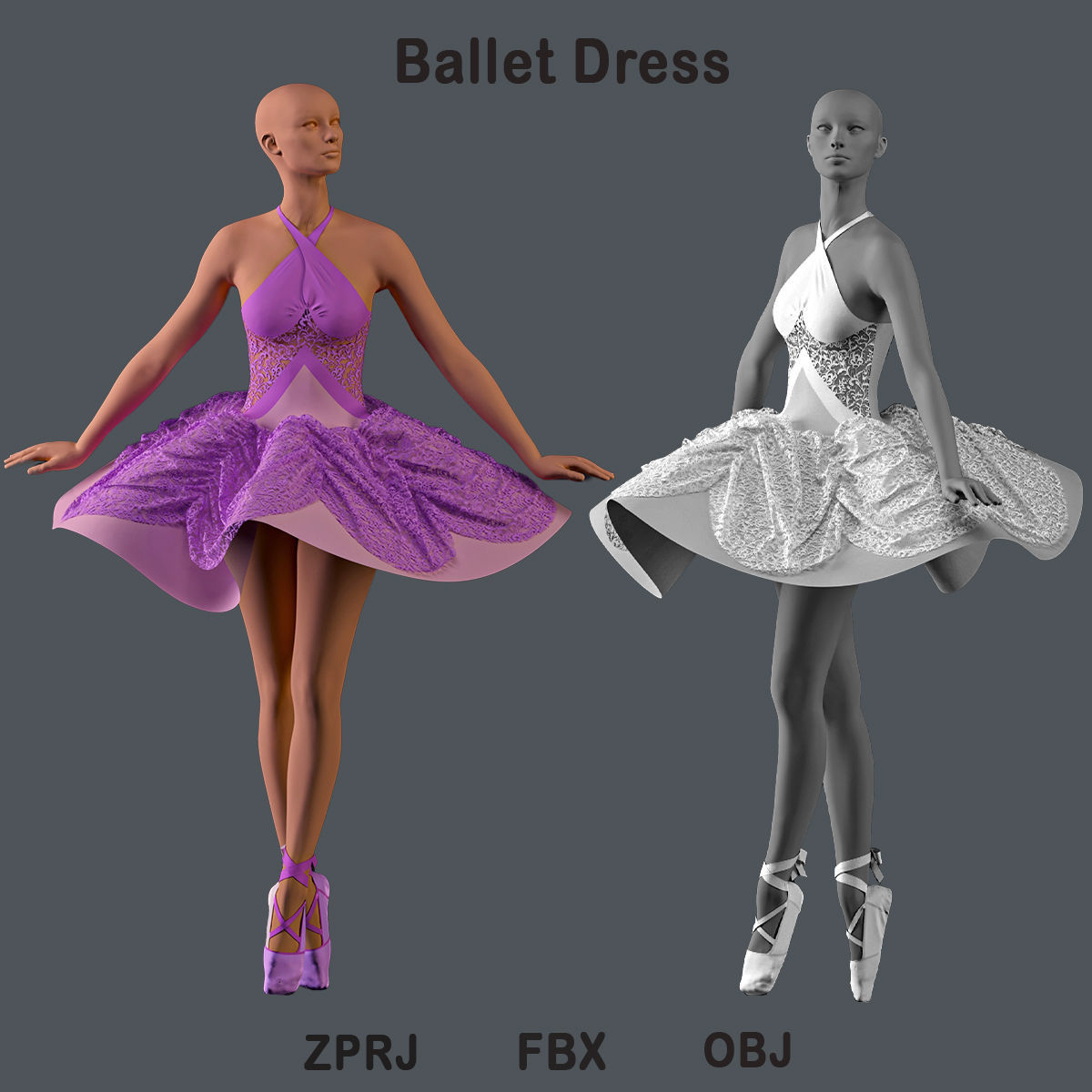 Ballet dress and shoes 3D model | CGTrader