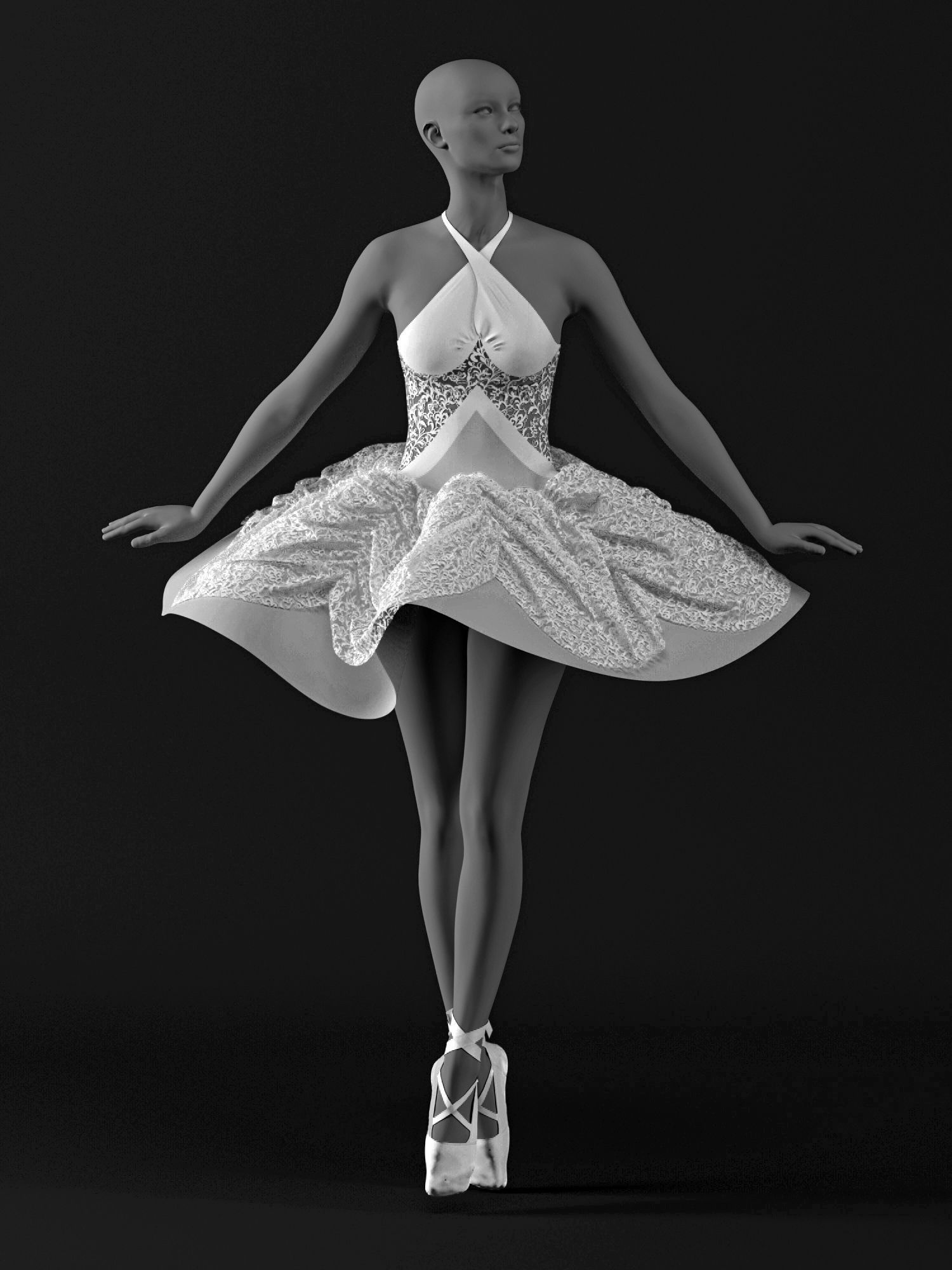 Ballet dress and shoes 3D model | CGTrader