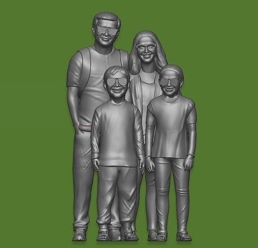 family miniature 3D model 3D printable | CGTrader