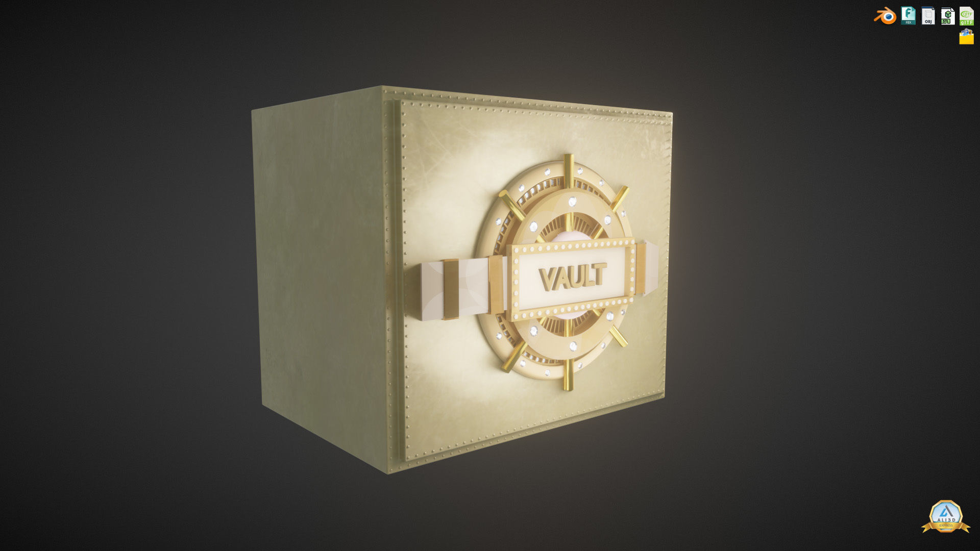 3D model Stylized Gold Vault Animated VR / AR / low-poly | CGTrader