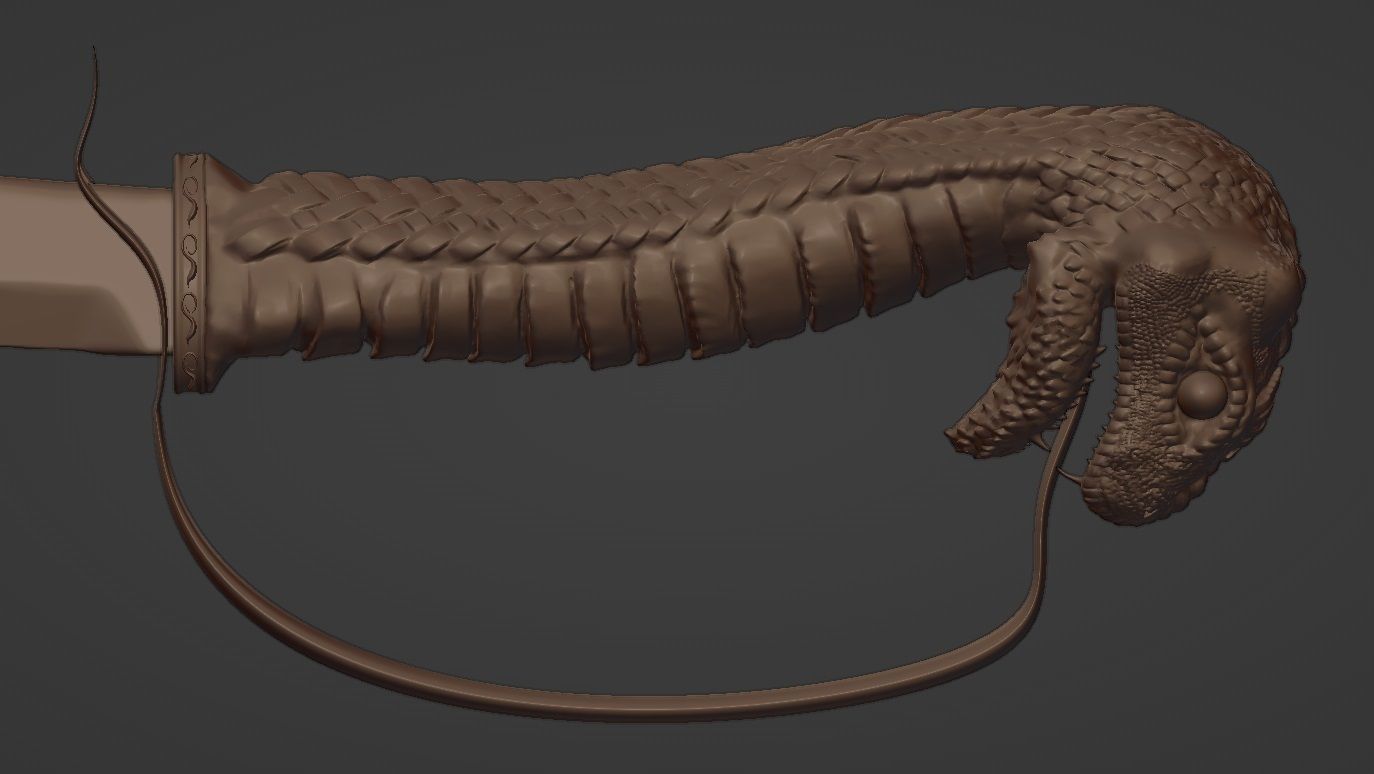 Scimitar with snake head 3D model 3D printable | CGTrader