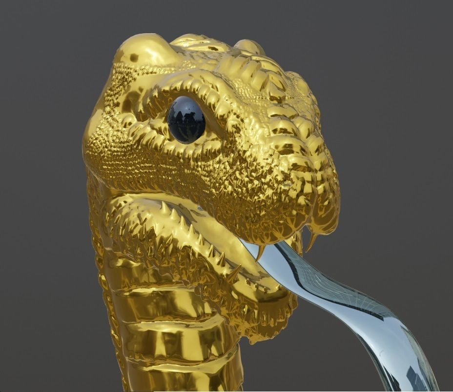 Scimitar with snake head 3D model 3D printable | CGTrader