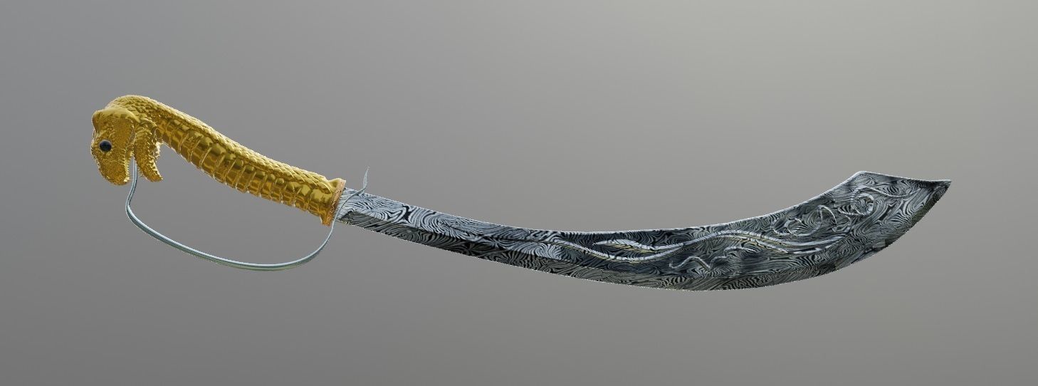 Scimitar with snake head 3D model 3D printable | CGTrader