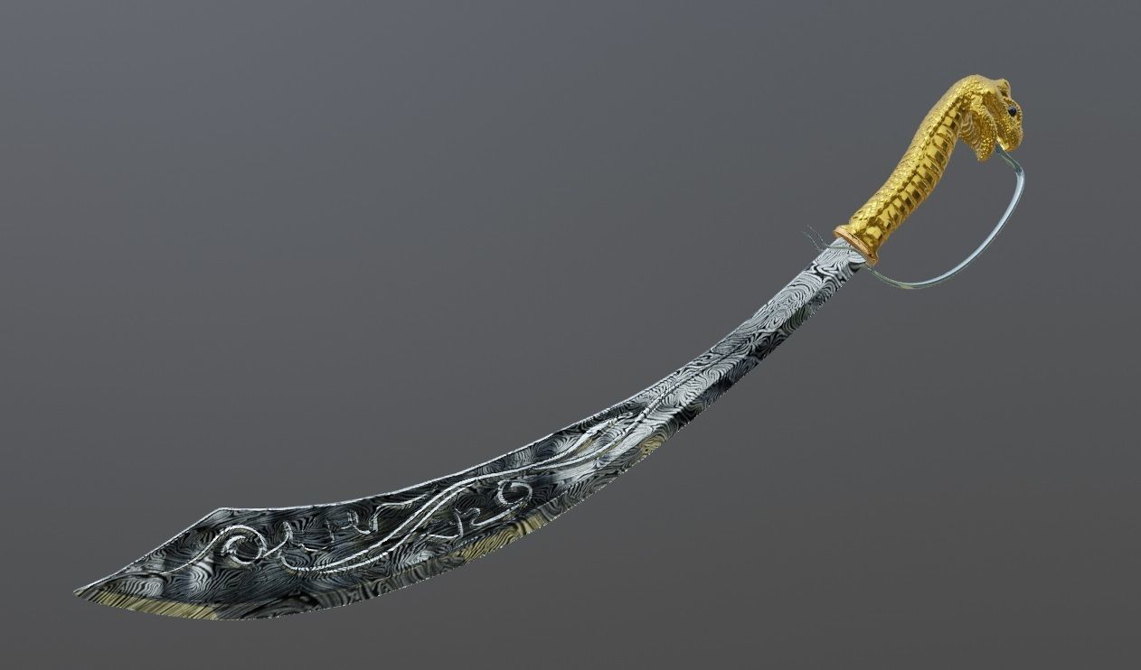 Scimitar with snake head 3D model 3D printable | CGTrader