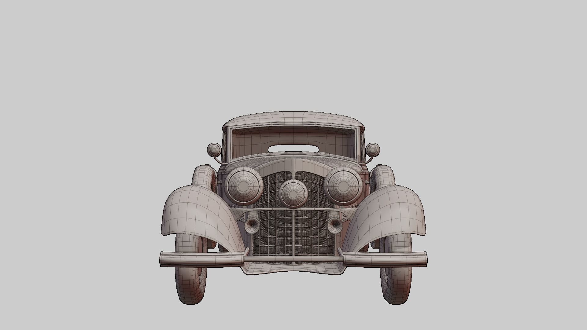 3D model 1930-50s Antique game-ready rigged drivable car with interiors ...