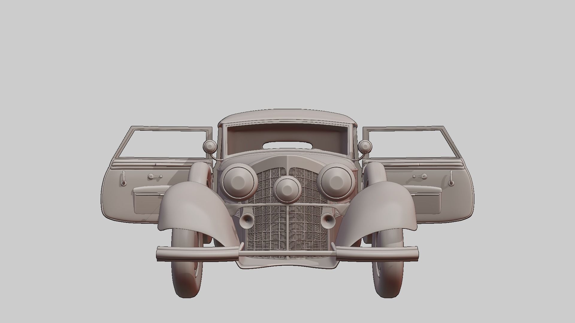 3D model 1930-50s Antique game-ready rigged drivable car with interiors ...