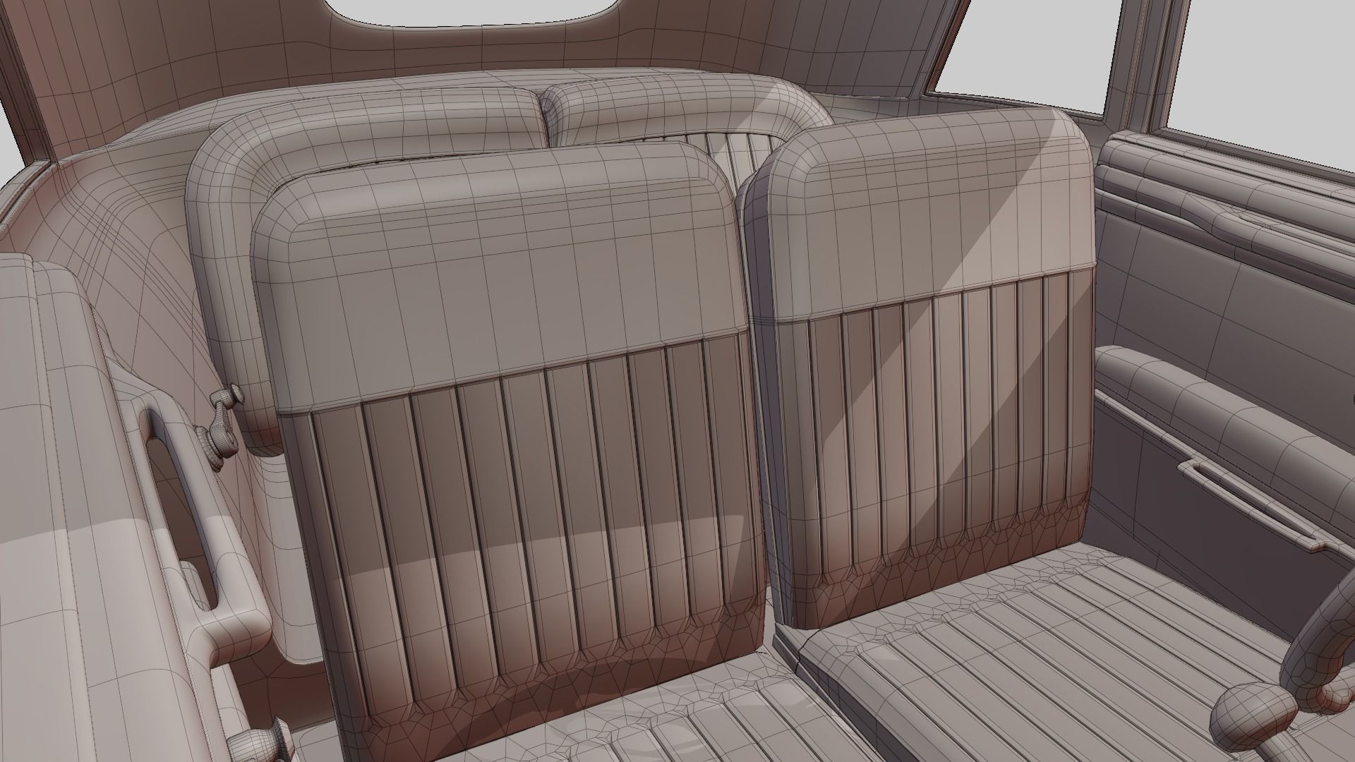 3D model 1930-50s Antique game-ready rigged drivable car with interiors ...