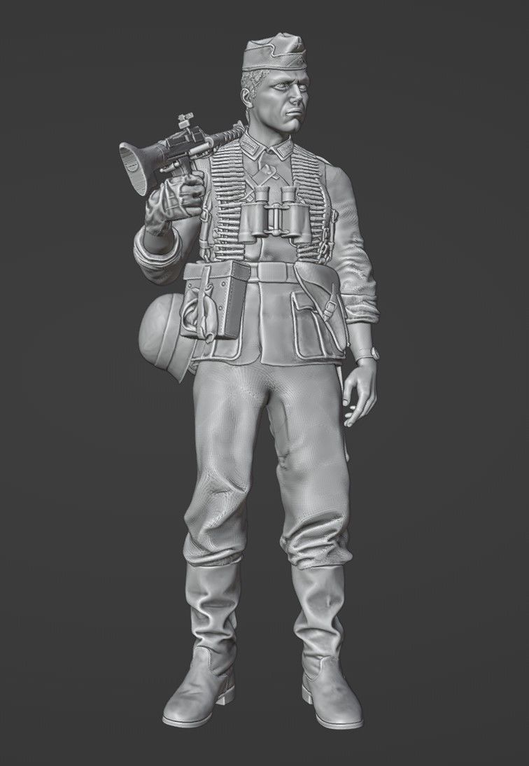 ww2 ger MG 34 gunner stand 1-35 3D model 3D printable | CGTrader