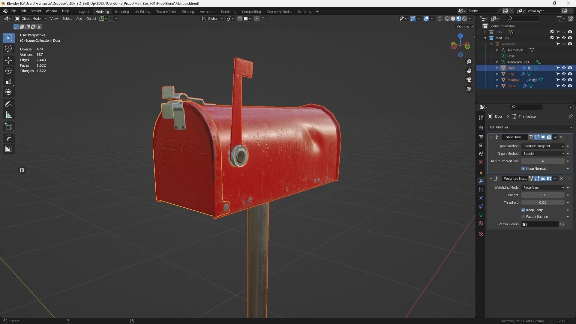 3D model American Style Mailbox 3D Game Asset Rigged and Animated VR ...