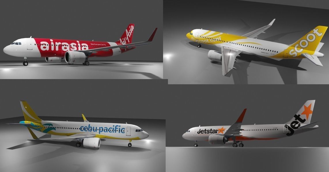 3D model Airbus a320neo Multilivery pack 4 liveries VR / AR / low-poly ...