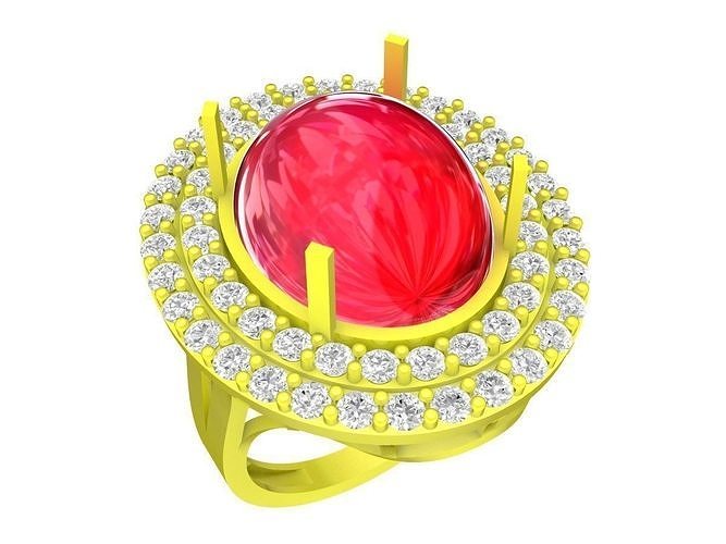 5630 diamond women ring oval ruby ring 3D model 3D printable | CGTrader