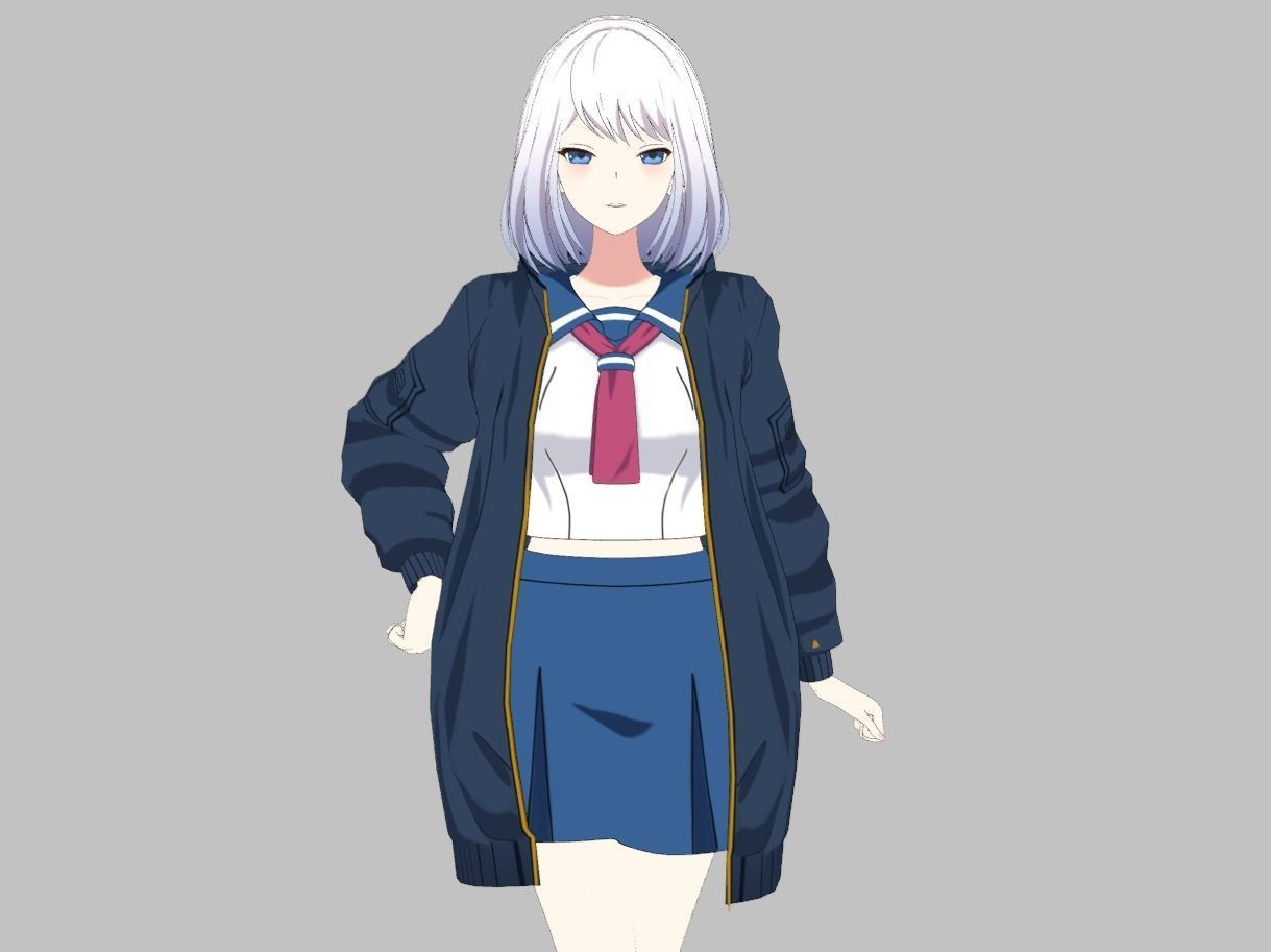 3D model Stylized Anime Schoolgirl 3D Character - Low Poly Rigged VR ...