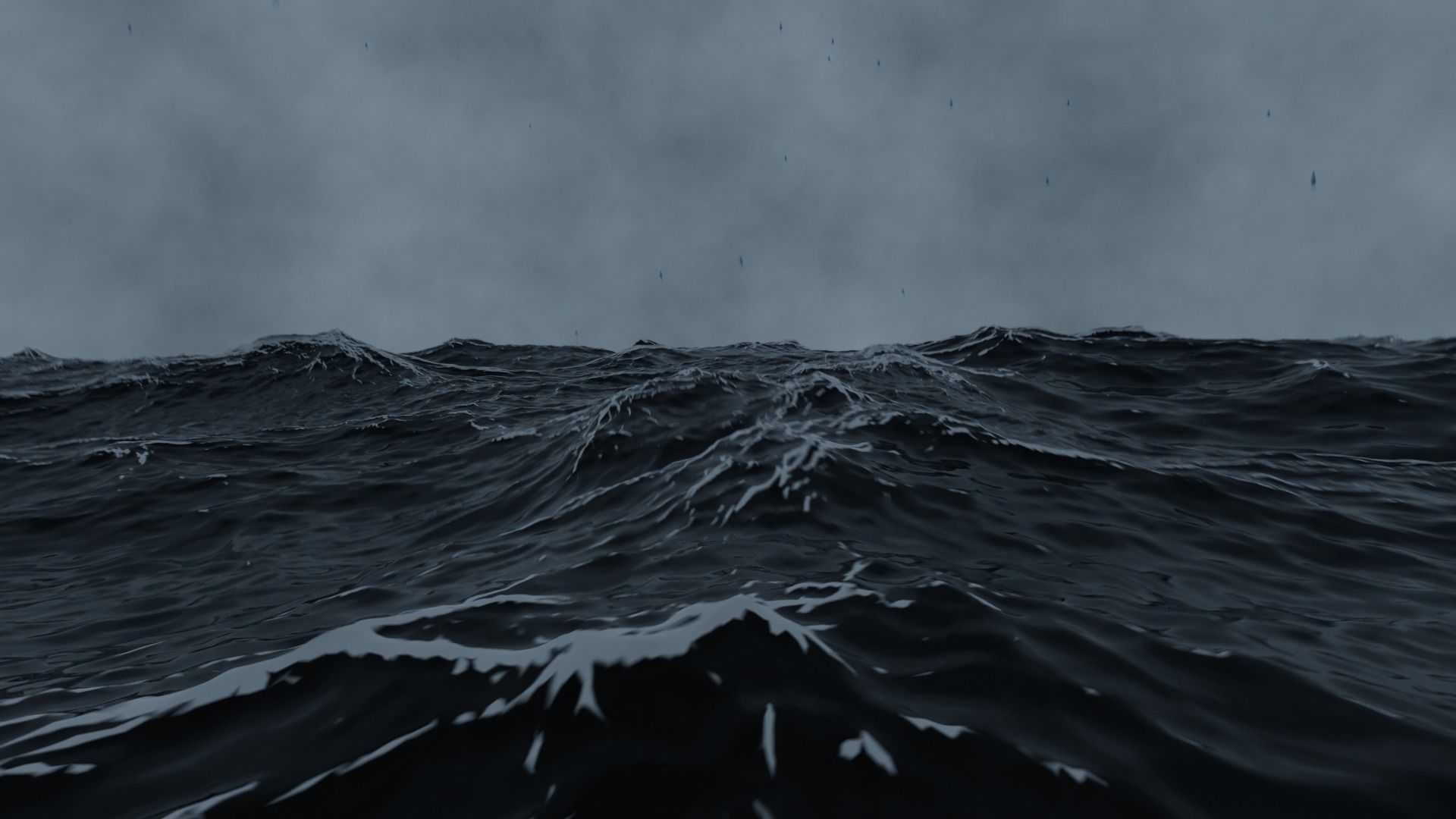 Animation of ocean waves with rain 3D model animated | CGTrader